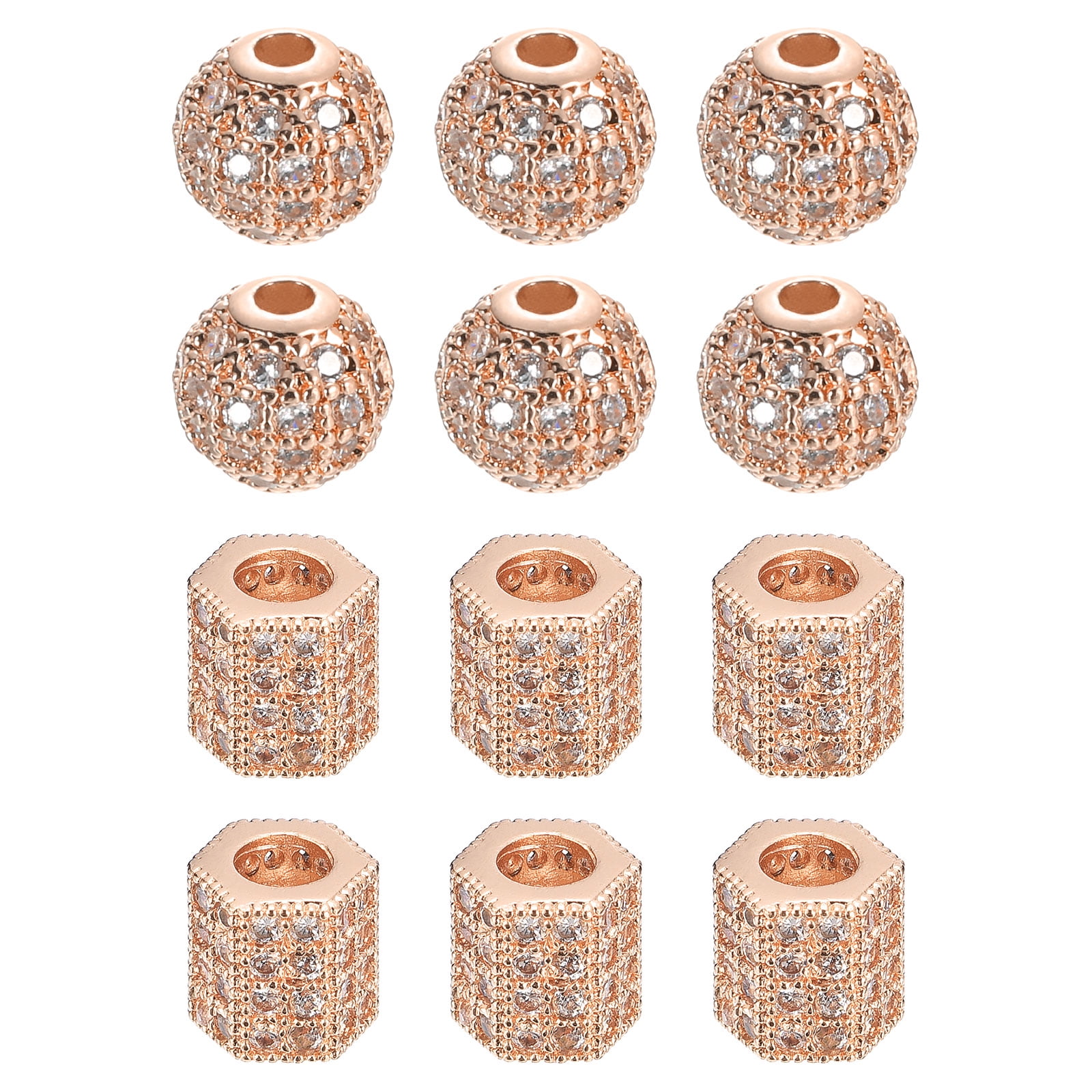 Rhinestone Charm Spacer Beads, 12Pack Zircon Pave Rhinestone Beads 8mm ...