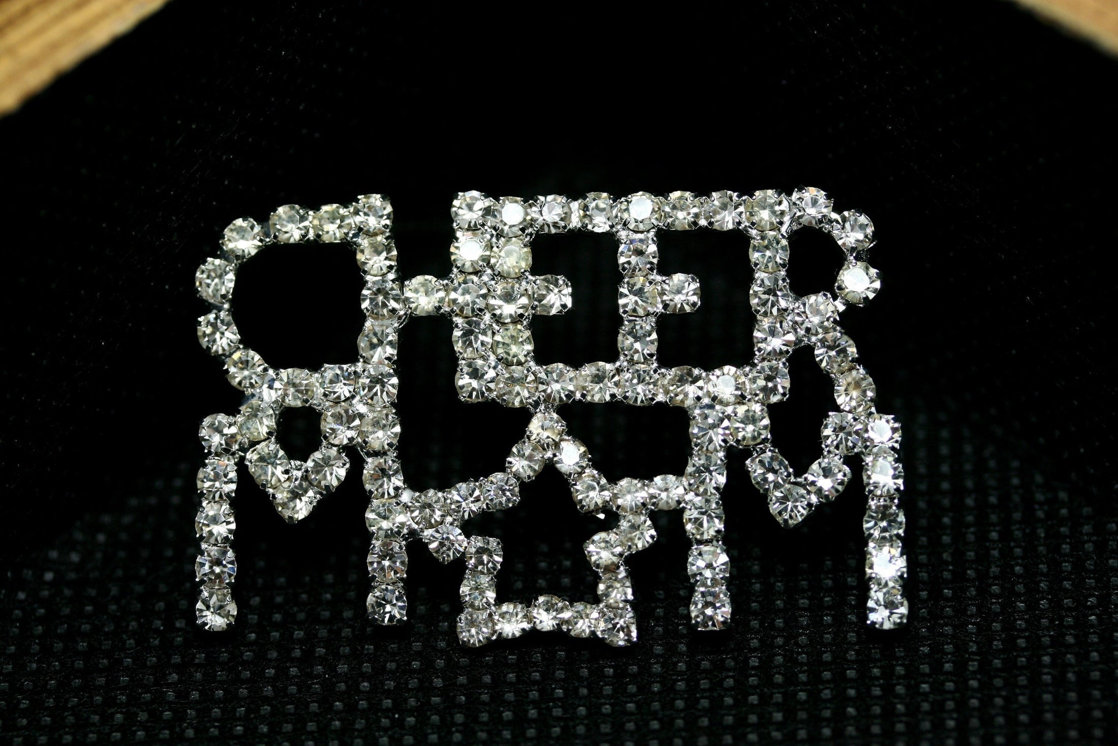 Rhinestone Cheer Mom Pin Brooch, Costume Jewelry Openwork Red & Clear ...