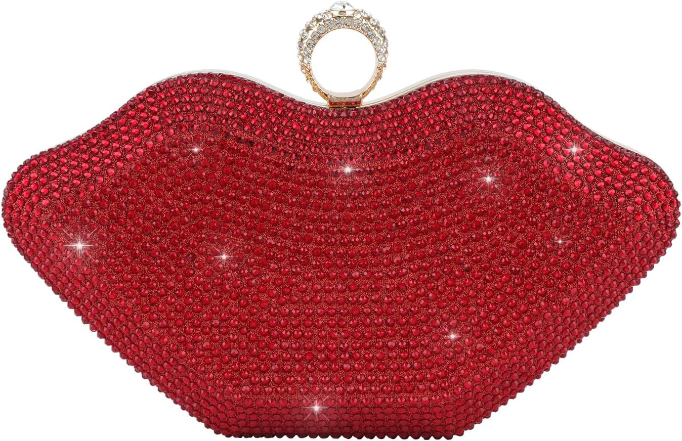 Rhinestone Clutch Purse for Women Sparkling Lip Party Evening Bag Small ...