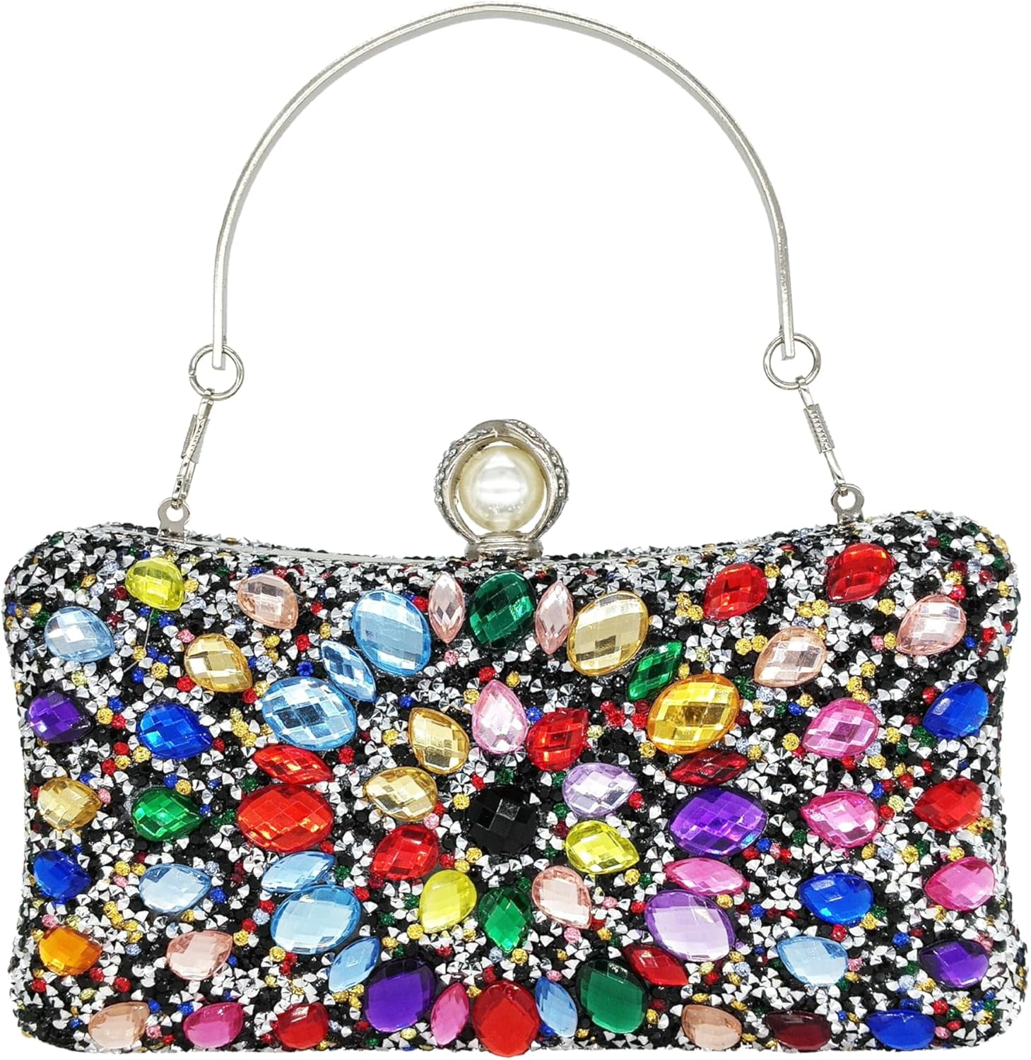 Rhinestone Clutch Purses for Women Evening Wedding Formal - Round Pearl ...
