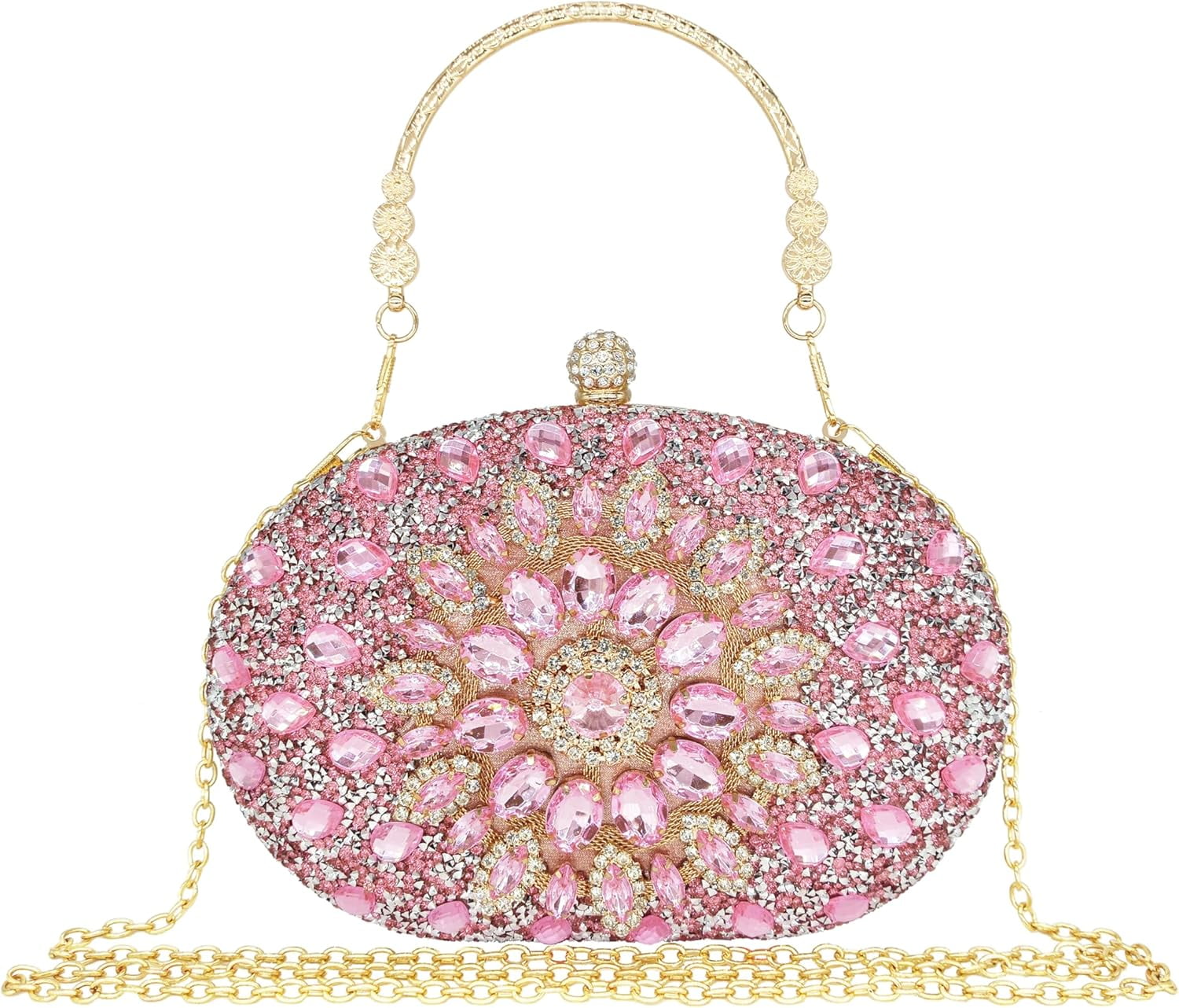 Rhinestone Clutch Purses for Women Evening Wedding Formal - Round Pearl ...