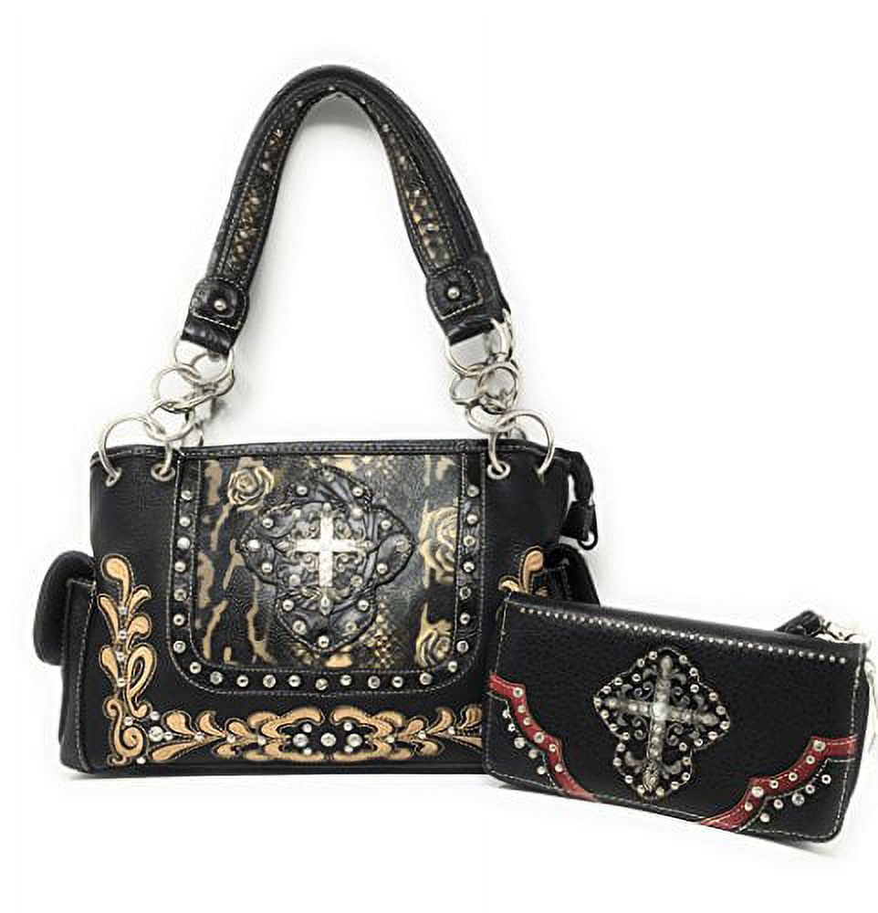 Rhinestone Cross Women's Handbag Purse Wallet Matching Set 8624 in ...