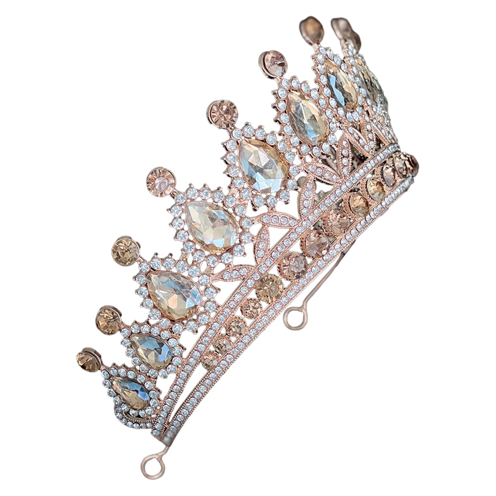 OUNONA Golden Rhinestone Crown Tiara for Women Bridal Headpiece Zinc ...