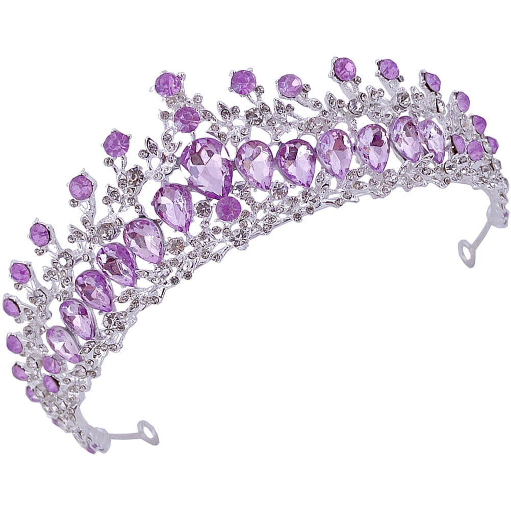 Rhinestone Crown Decor Bridal Tiara Crystals Women Purple Zinc Alloy ...