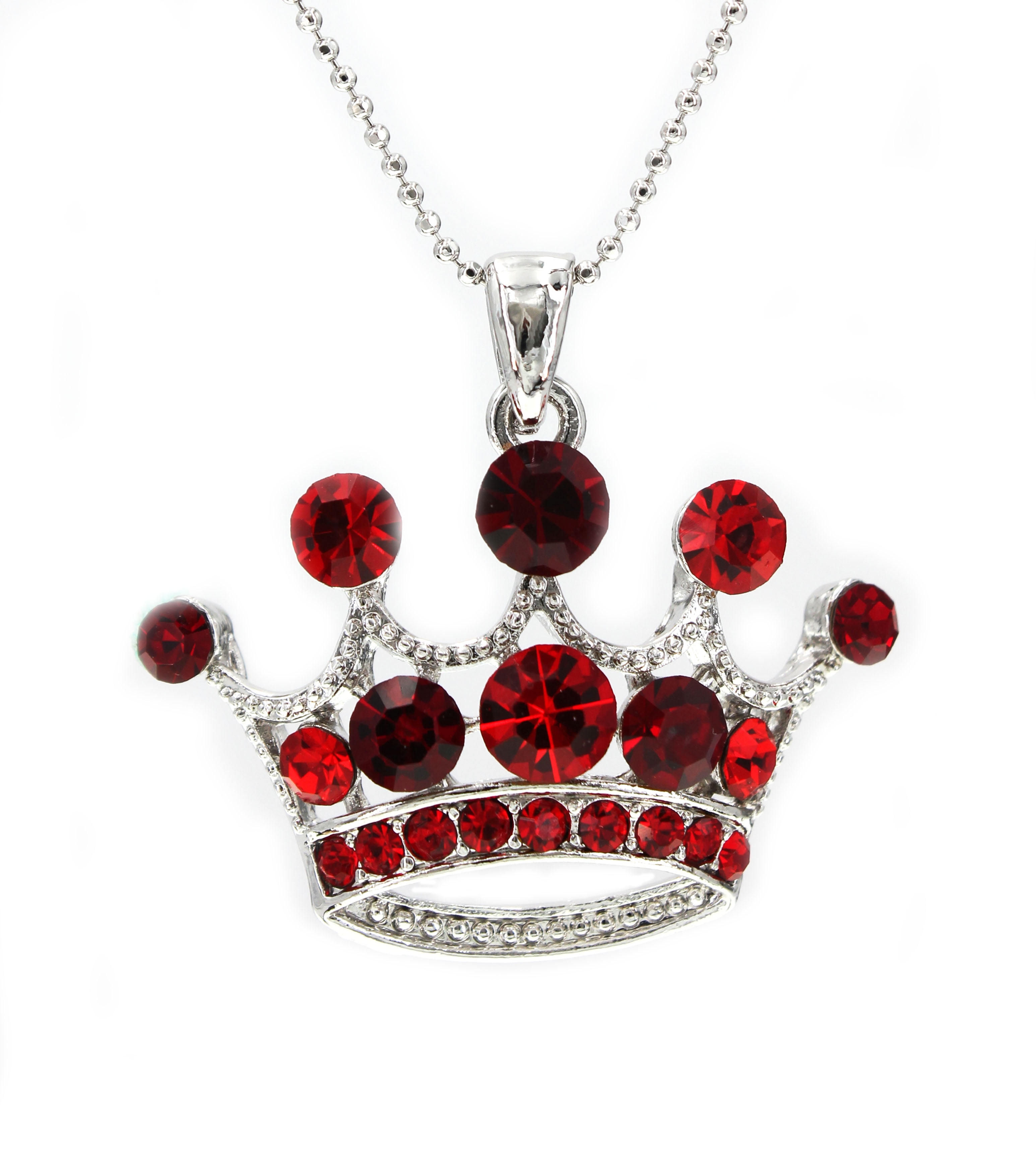 Rhinestone Crown - Rhodium Plating - Made in Korea - Red - NE-N5382RD ...