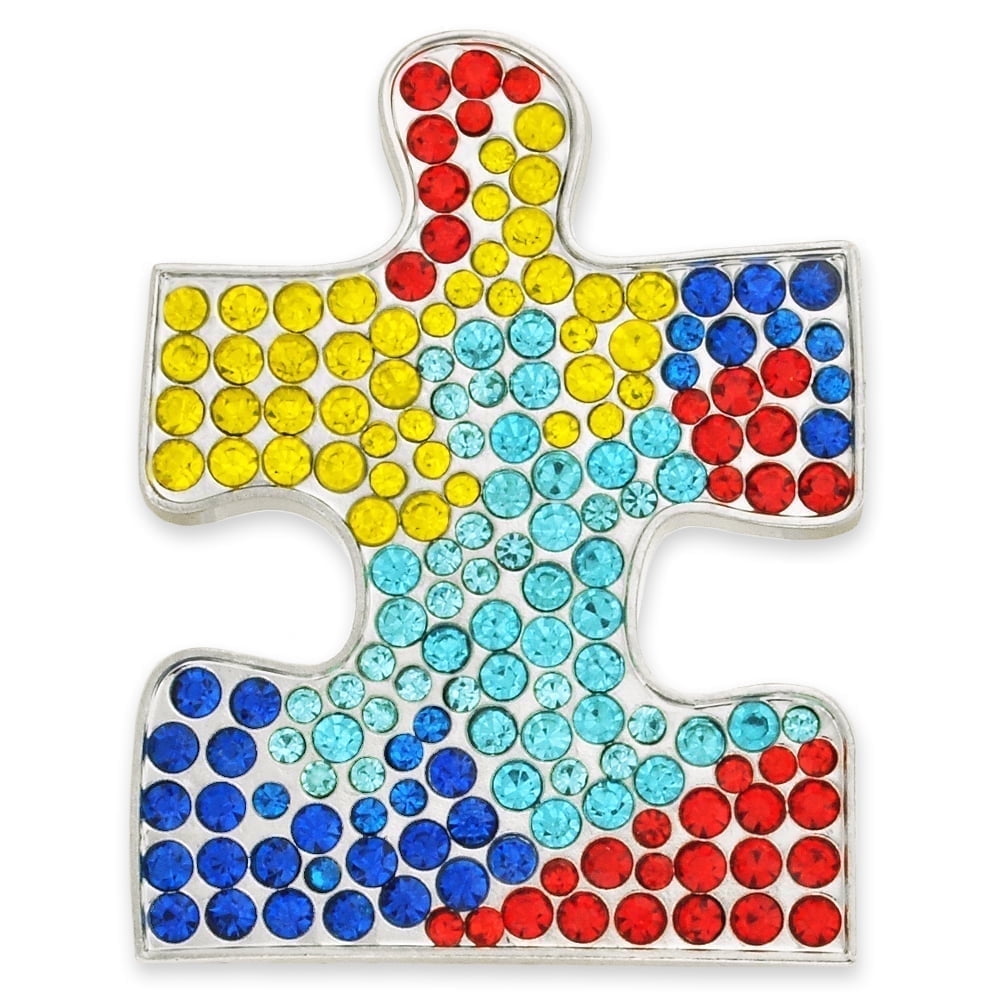 Rhinestone Crystal Autism Awareness Puzzle Piece Brooch Pin 1-1/2 - 5 ...