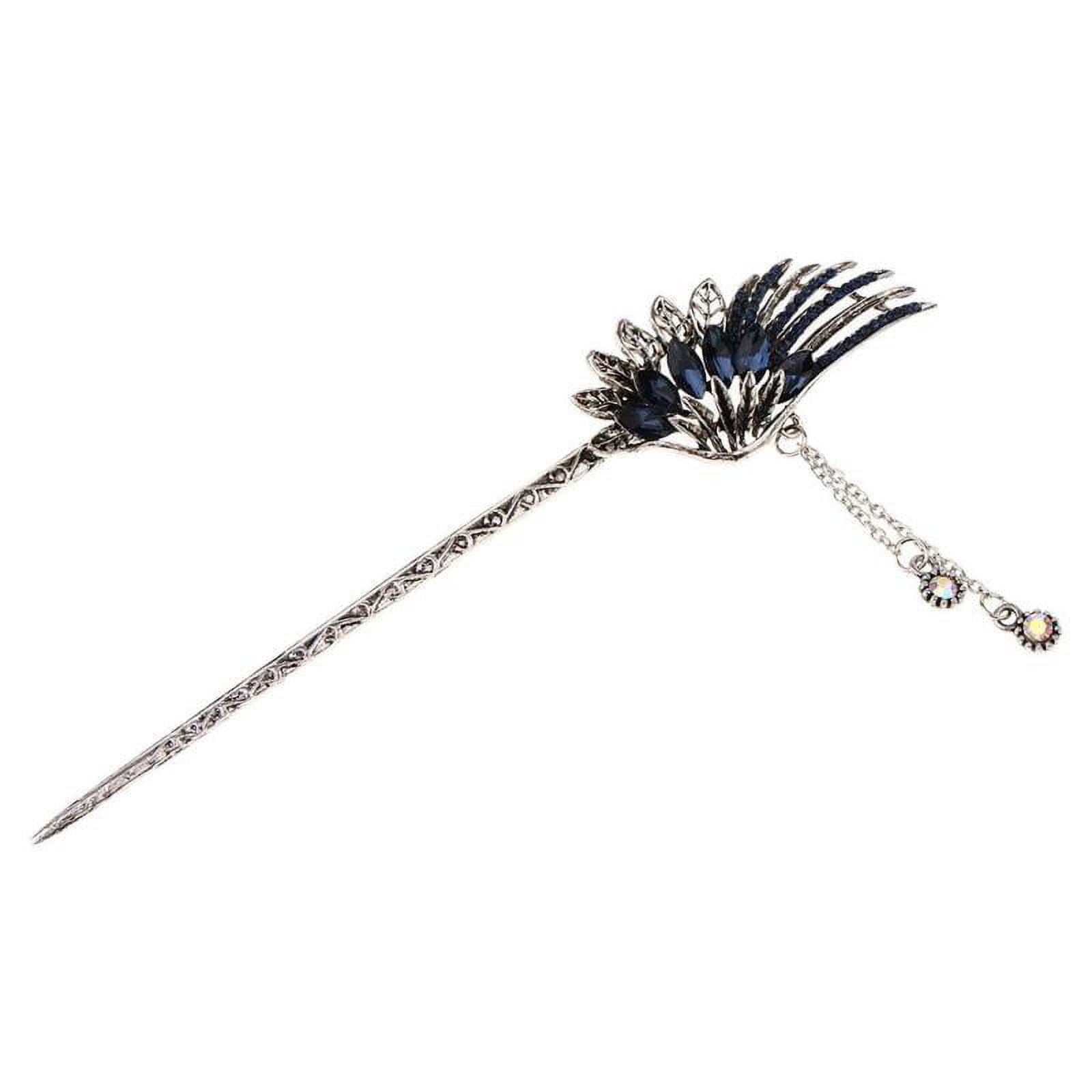 Rhinestone Dangle Chinese Hair Stick Clip Bun Holder Hair Pin Jewelry ...