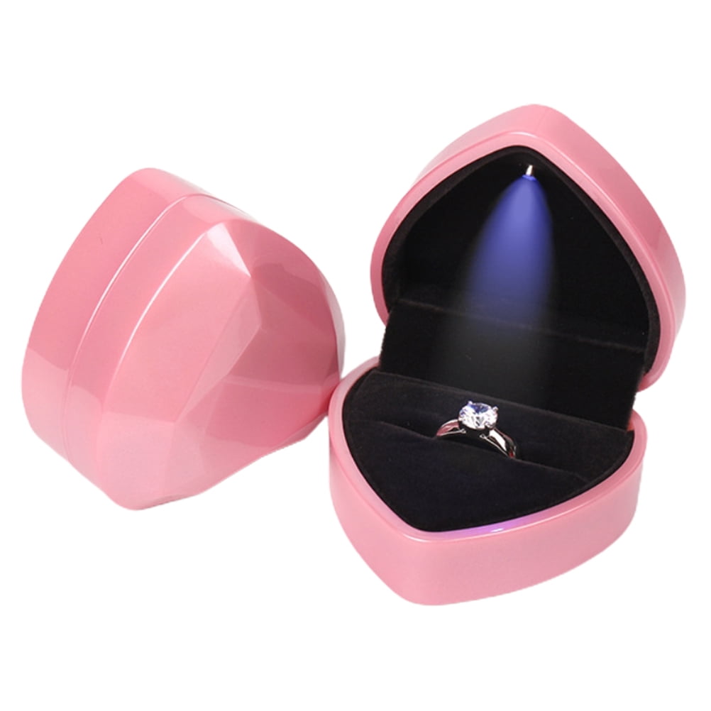 Rhinestone Decorated Jewelry Box with LED Light, Heart Shape for Romantic Gestures and Proposals ...