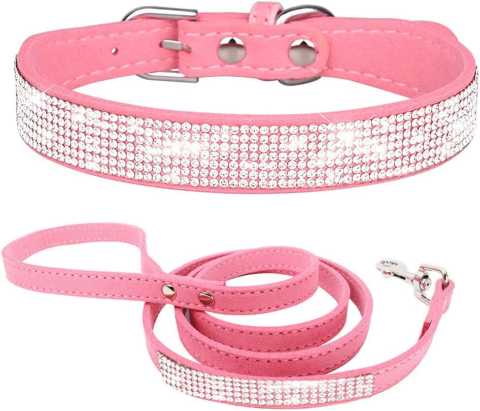 Rhinestone Dog Collar and Leash Set for Small Dogs, Fancy Bling Diamond Cat Collar Crystal ...