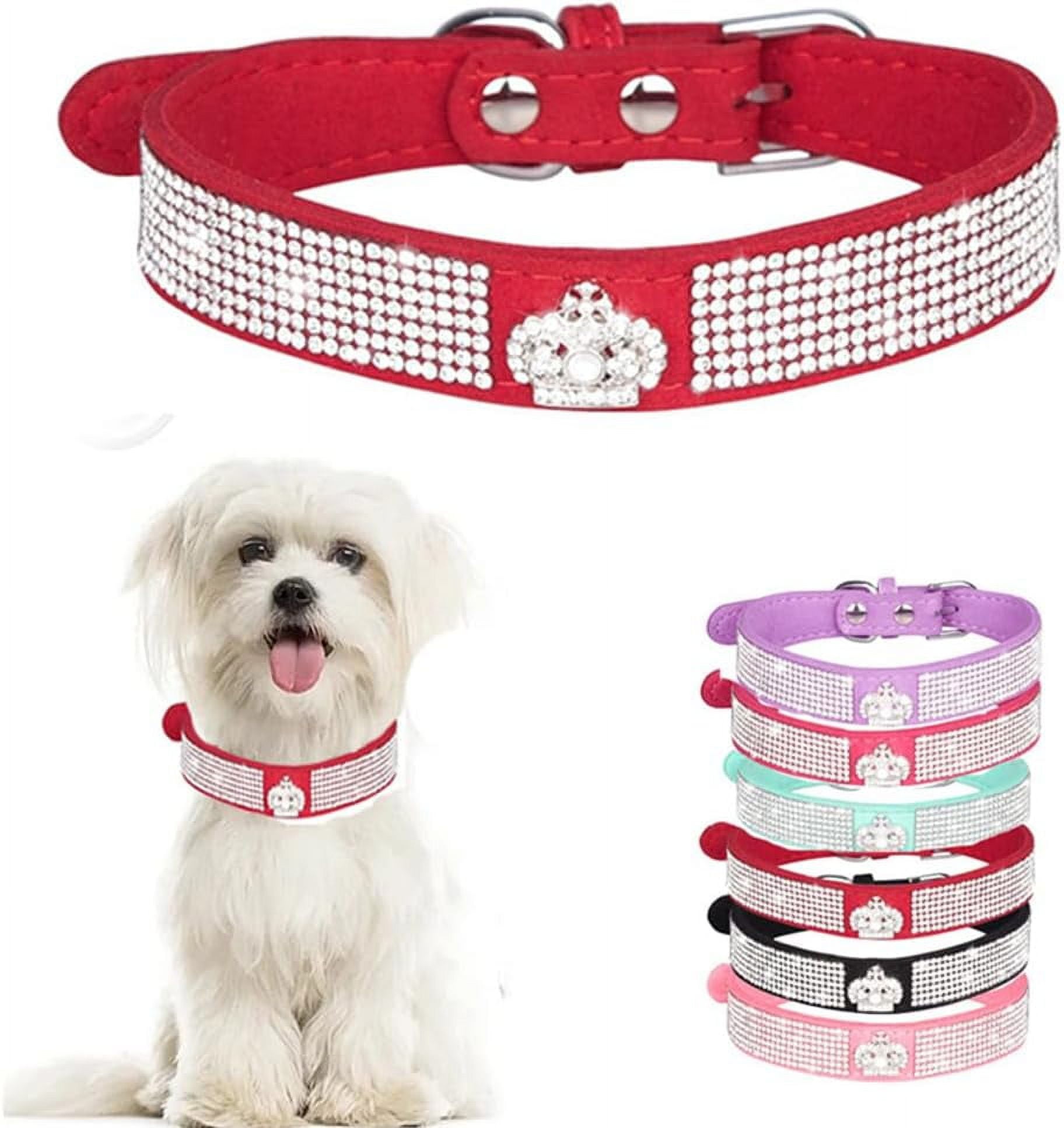 Rhinestone Dog Collar for Small Dogs, Bling Diamond Crown Pretty Jewel ...