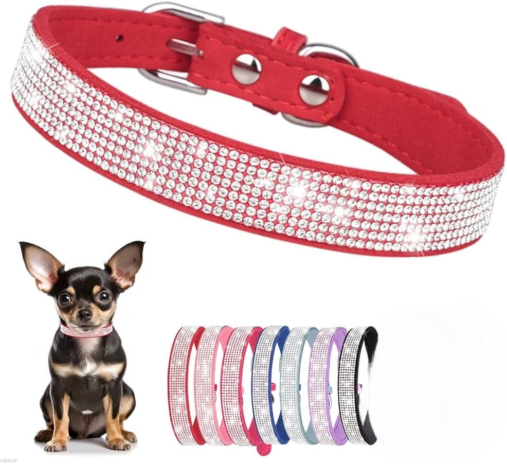 Rhinestone Dog Collar for Small Medium Dogs, Bling Diamond Fancy ...