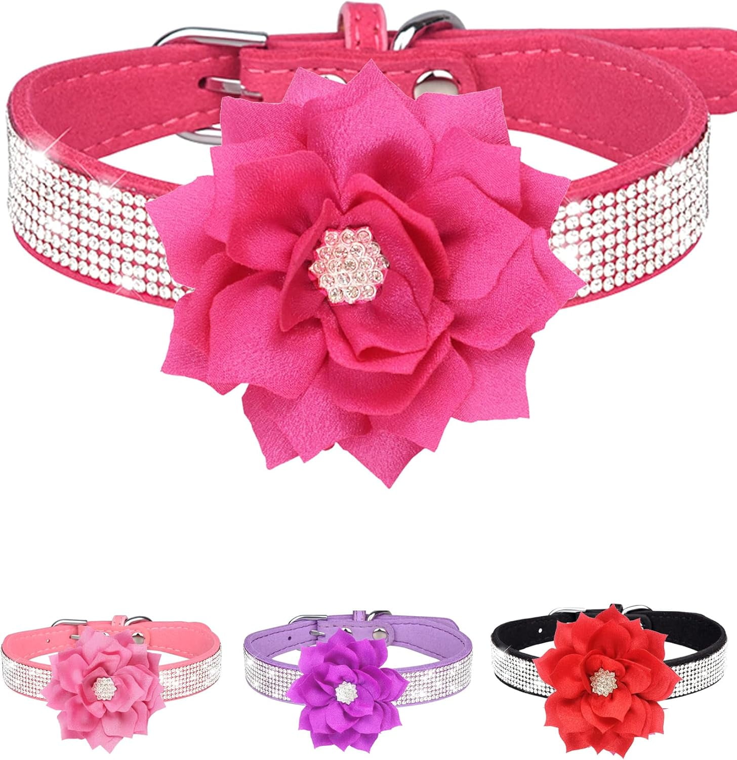 Rhinestone Dog Collar for Small Medium Dogs Pink Dog Collar for Girl ...