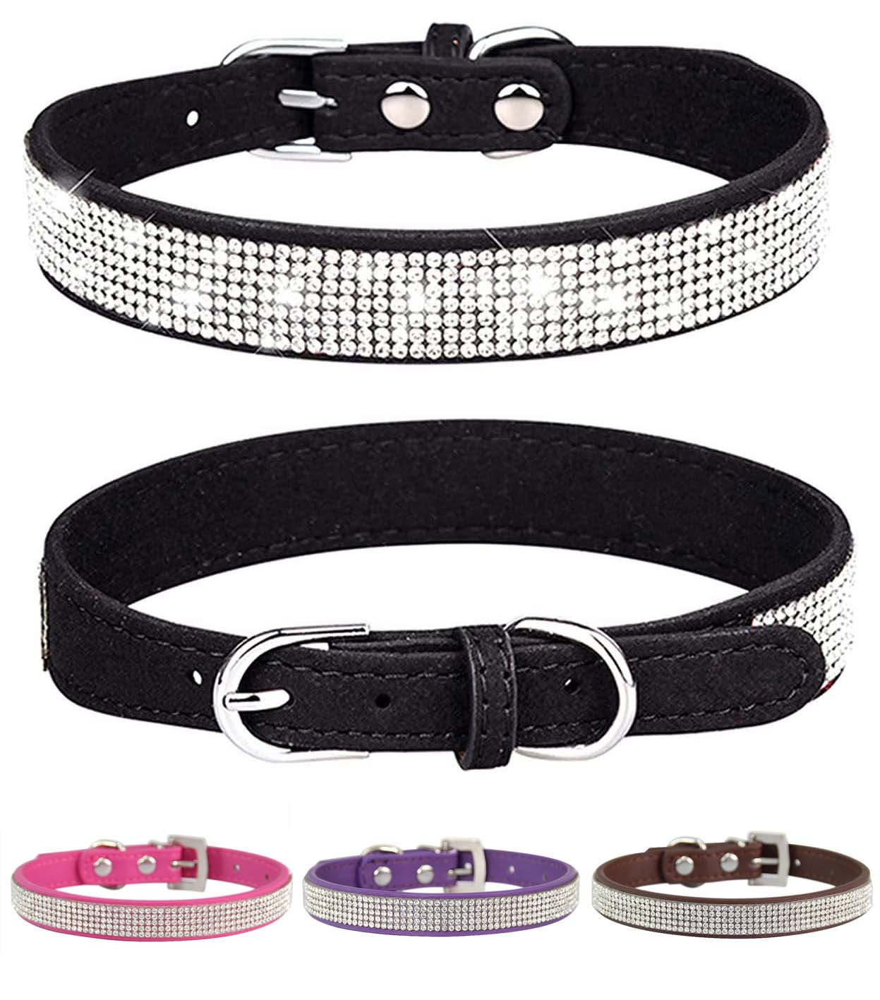Rhinestone Dog Collar for Small Medium Large Dogs, Adjustable Leather ...