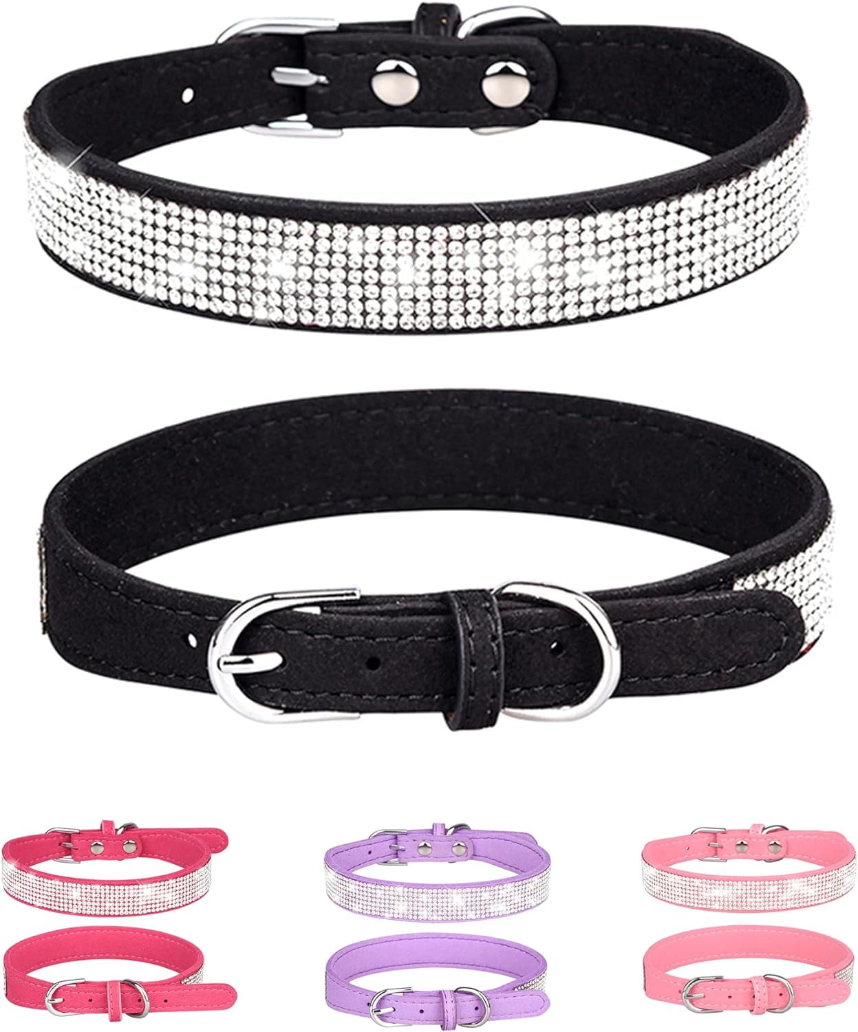 Rhinestone Dog Collar for Small Medium Large Dogs, Adjustable Leather ...