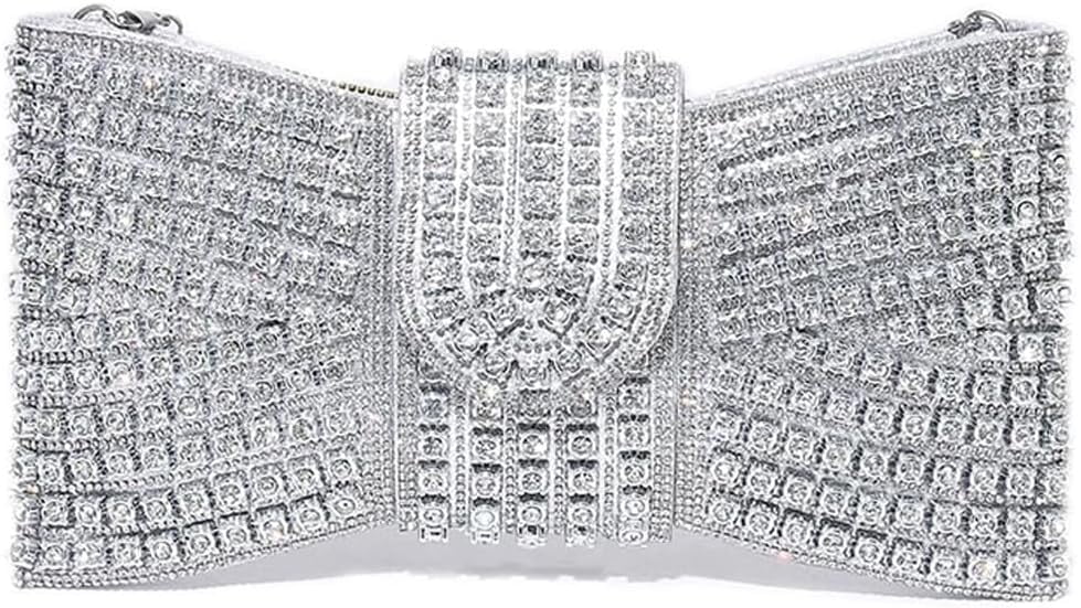 Rhinestone Evening Bag for Women，Bow Shaped Rhinestone Clutch Crystals ...
