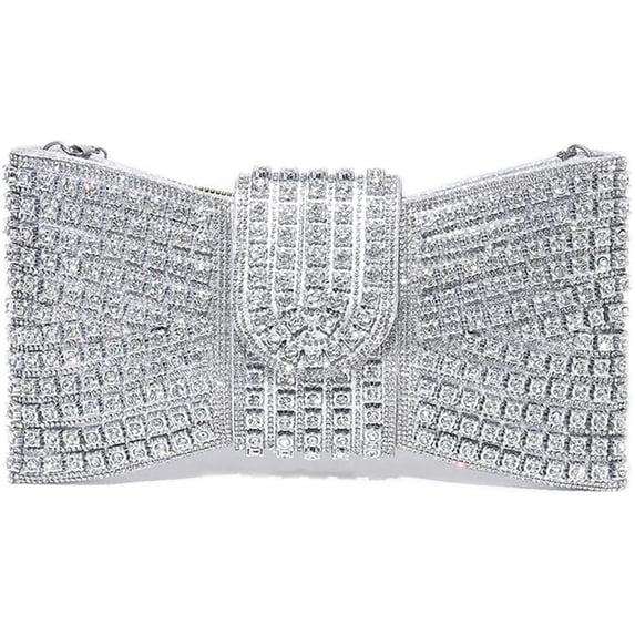 Rhinestone Evening Bag for Women，Bow Shaped Rhinestone Clutch Crystals ...