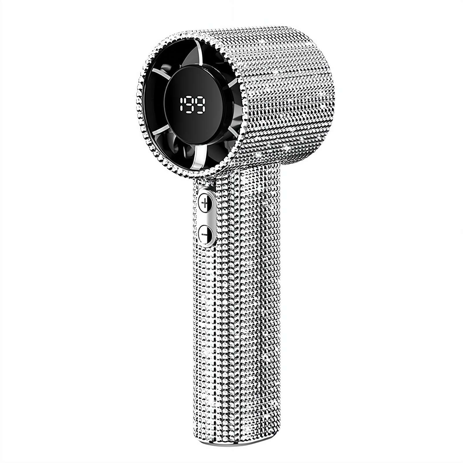 Rhinestone Fan, Diamond Portable Handheld Turbo Fan with 199 Gear Wind ...