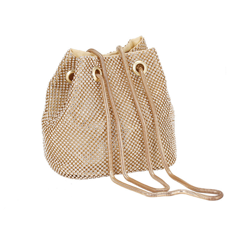 Rhinestone Flash Bucket Clutch Bag For Evening Party Shoulder Storage ...