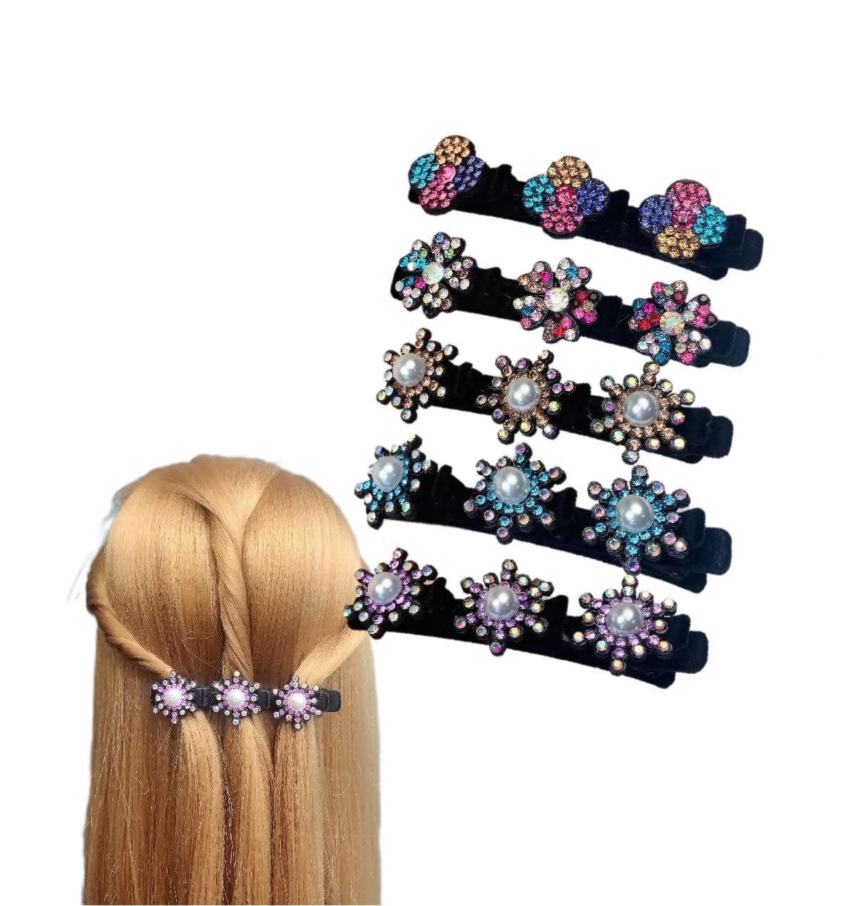 Rhinestone Flocking Alligator Hair Clips Duckbill Clip With 3 Small ...