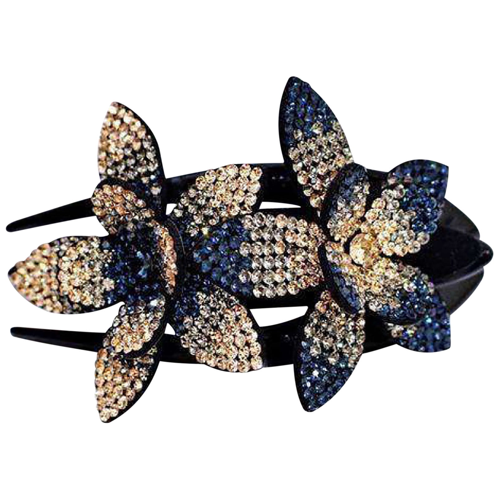 Rhinestone Flower Clip, Double Blossom Hairpin, Swallowtail Design ...