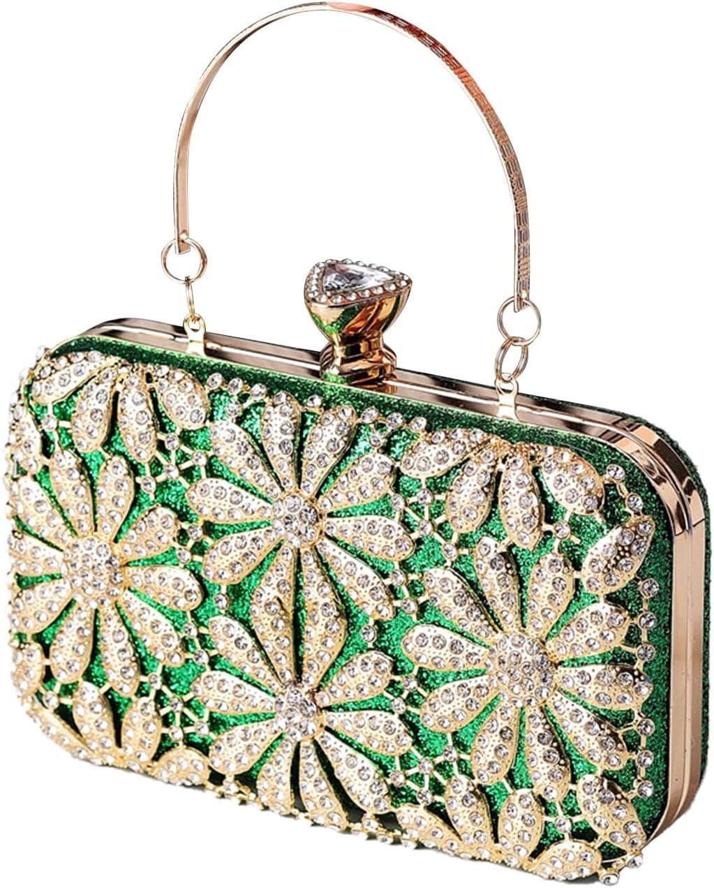 Rhinestone Flower Evening Bag for Women Sparkly Sequin Purse Crystal ...