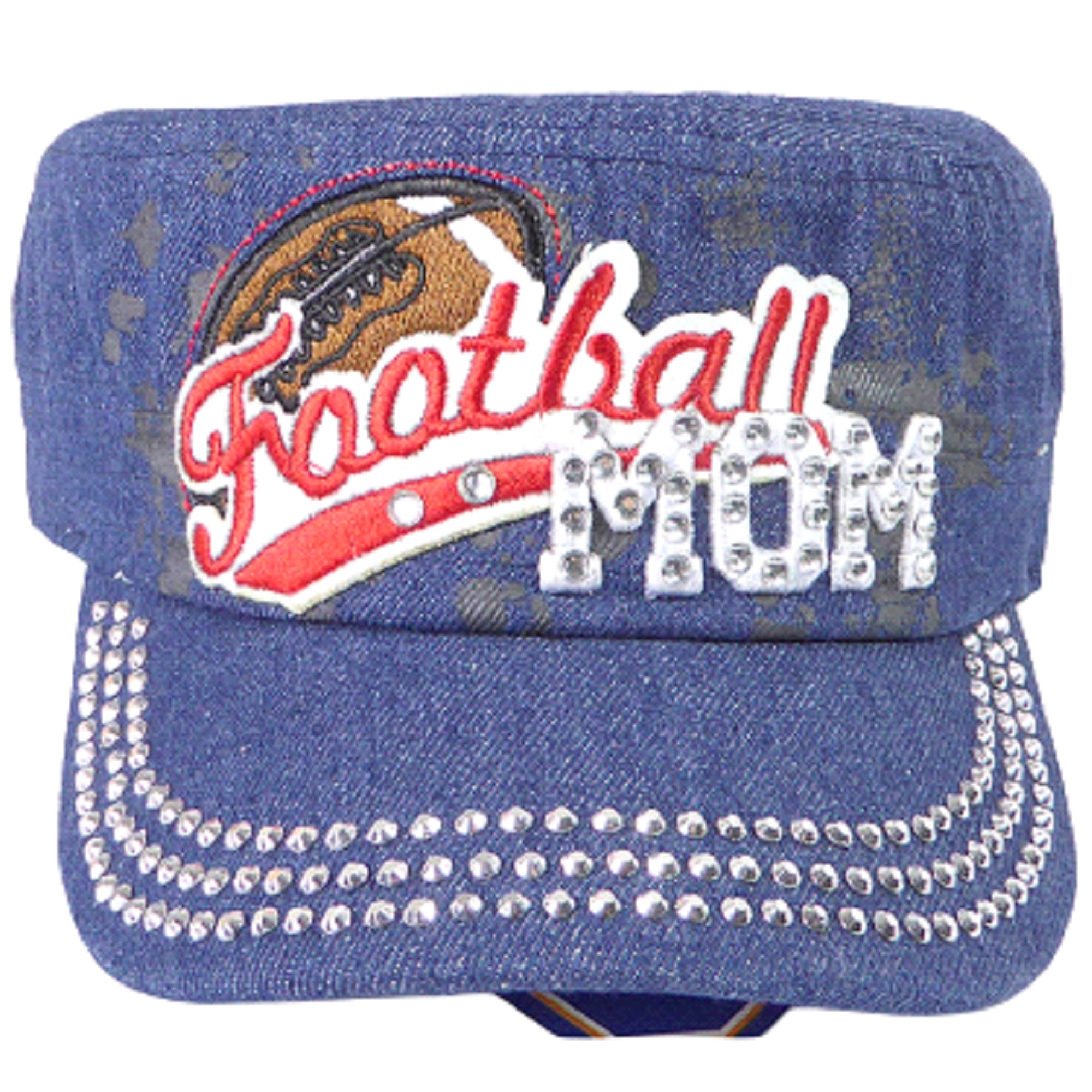 Rhinestone Football Mom Women's Cadet Cap - Dark Denim - Walmart.com