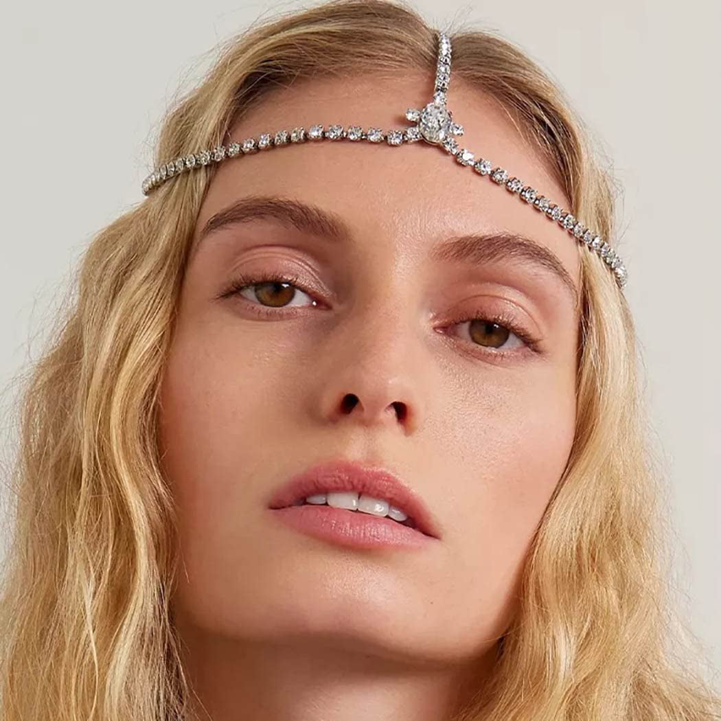 Rhinestone Head Chain Forehead Bridal Hair Pieces Crystal Wedding ...