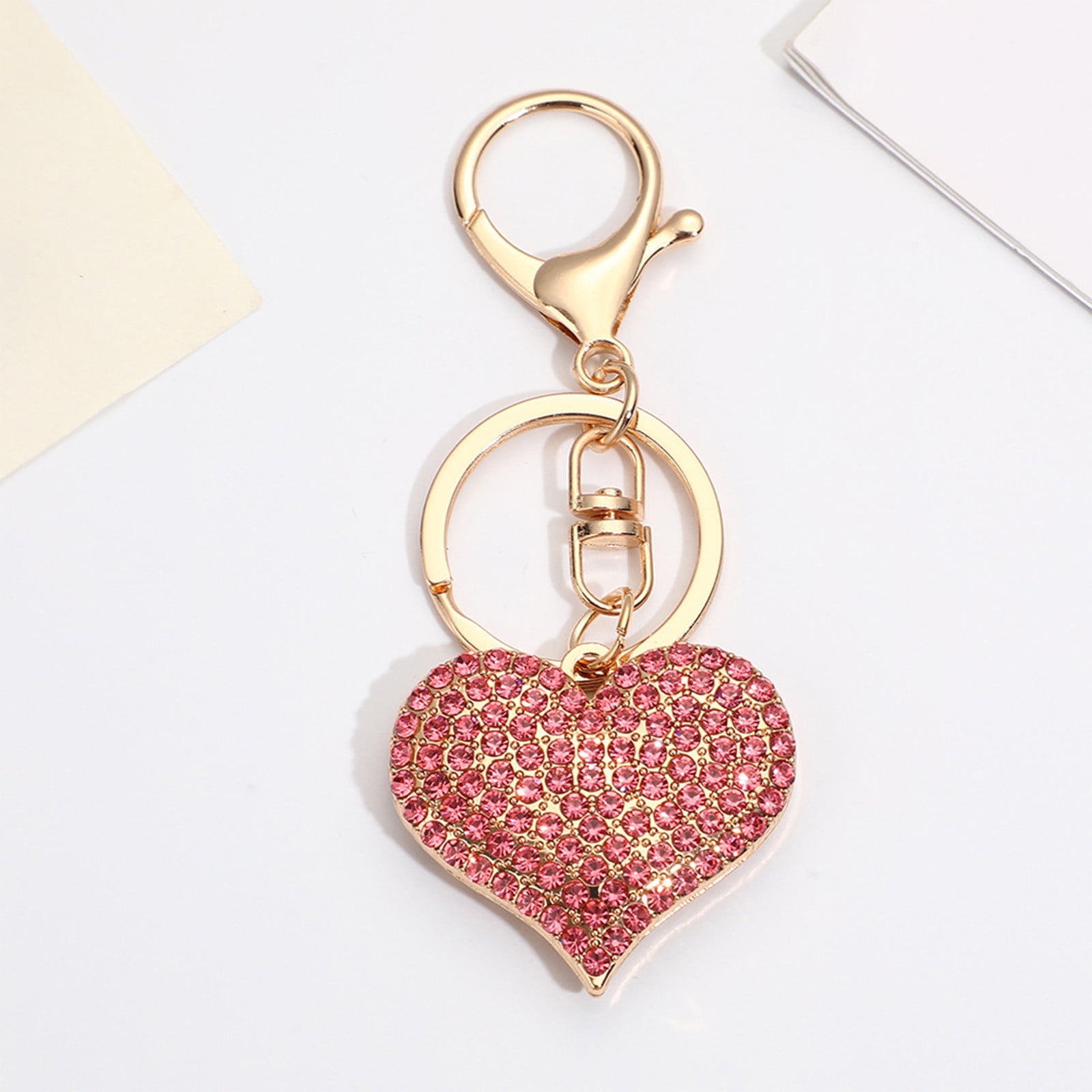 Rhinestone Heart Key Chains,Cute Love Heart-Shape Crystal Rhinestone ...