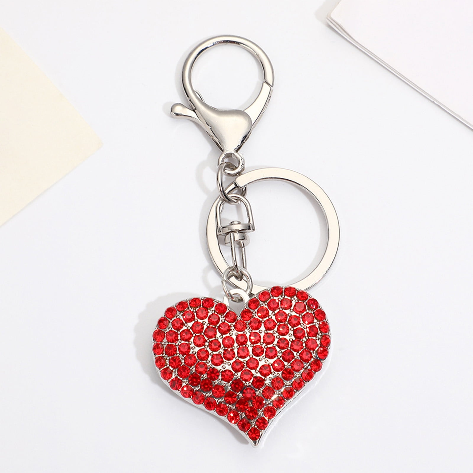 Rhinestone Heart Key Chains,Cute Love Heart-Shape Crystal Rhinestone ...