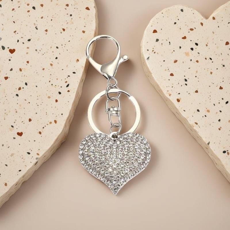 Rhinestone Heart Key Chains,Romantic Dazzling Rhinestone Love Heart ...