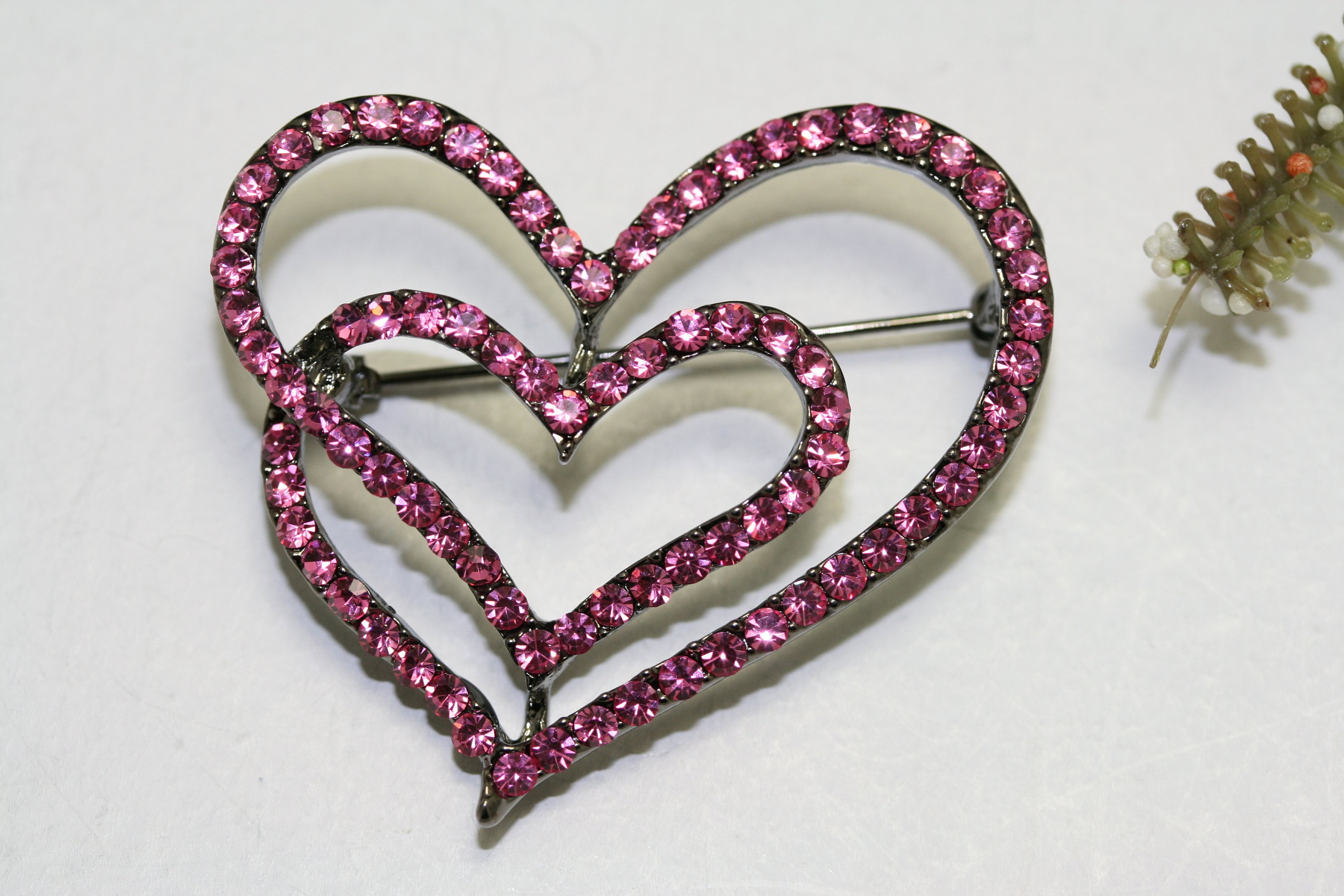 Rhinestone Heart Shape Brooch Pin Love Brooch Fashion Valentine's Day ...