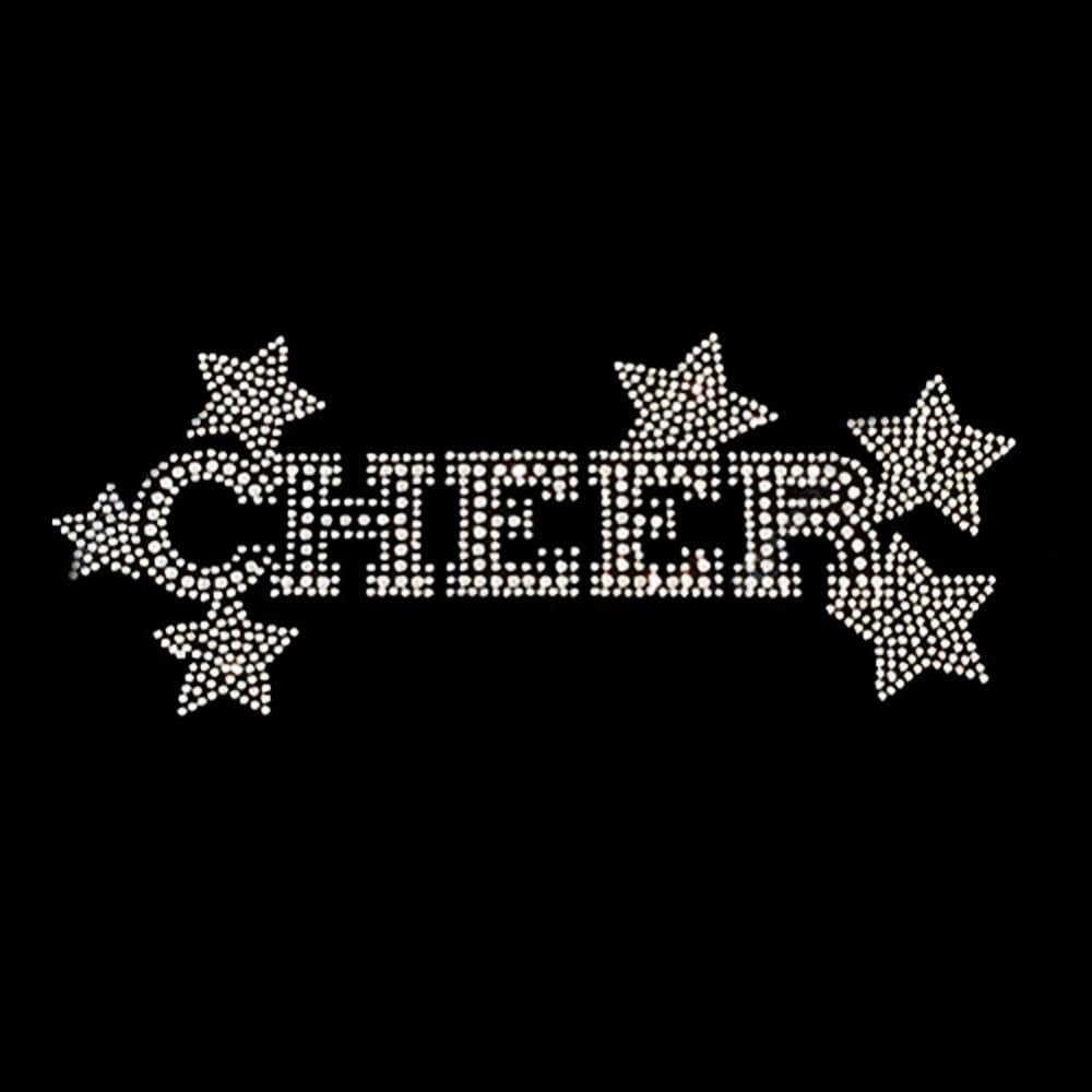 Rhinestone Heat Transfer " Cheer with Stars " Crystal, Hotfix, Iron On ...