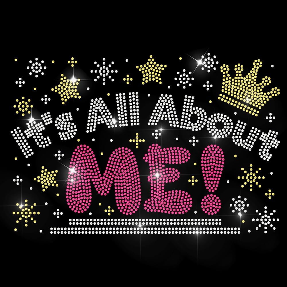 It's All Me Rhinestone Iron on Hotfix Heat Transfer Decal Crown Stars ...