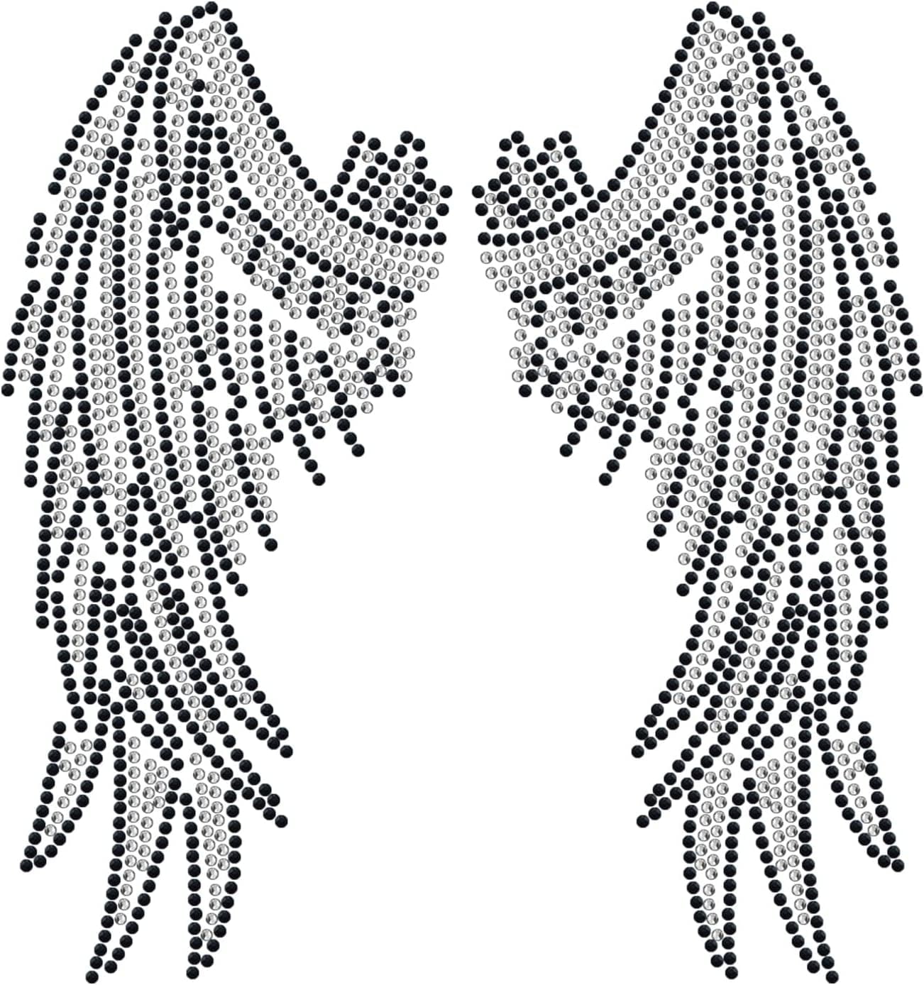 Rhinestone Iron on Hotfix Transfer Decal Angel Wing Print White Bling ...