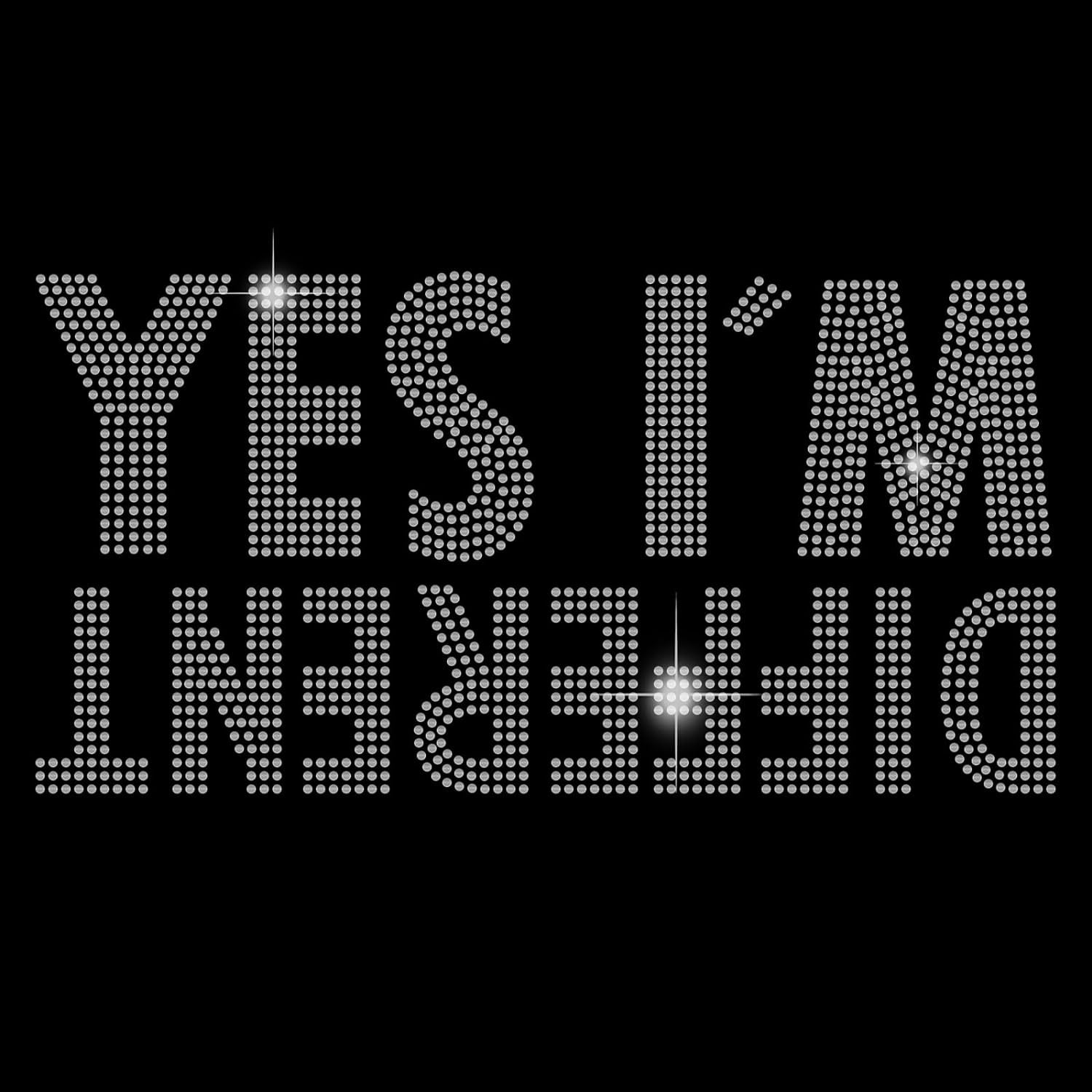 Rhinestone Iron on Hotfix Transfer Decal I'm Different Crystal ...