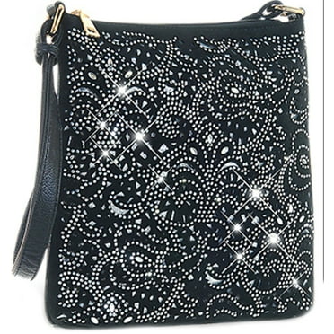 Zzfab Mirror Rhinestone Bling Purse Black - Walmart.com