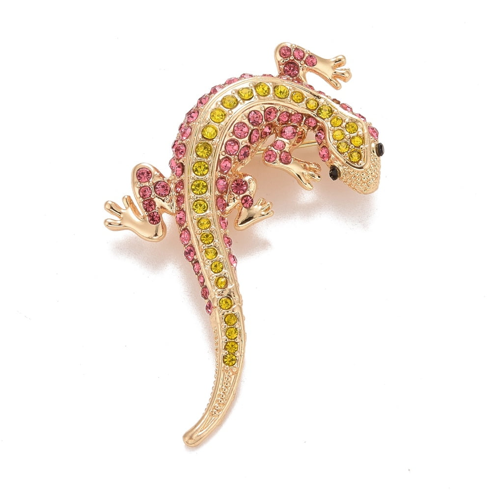 Rhinestone Lizard Badge Animal Alloy Lapel Pin for Backpack Clothes ...