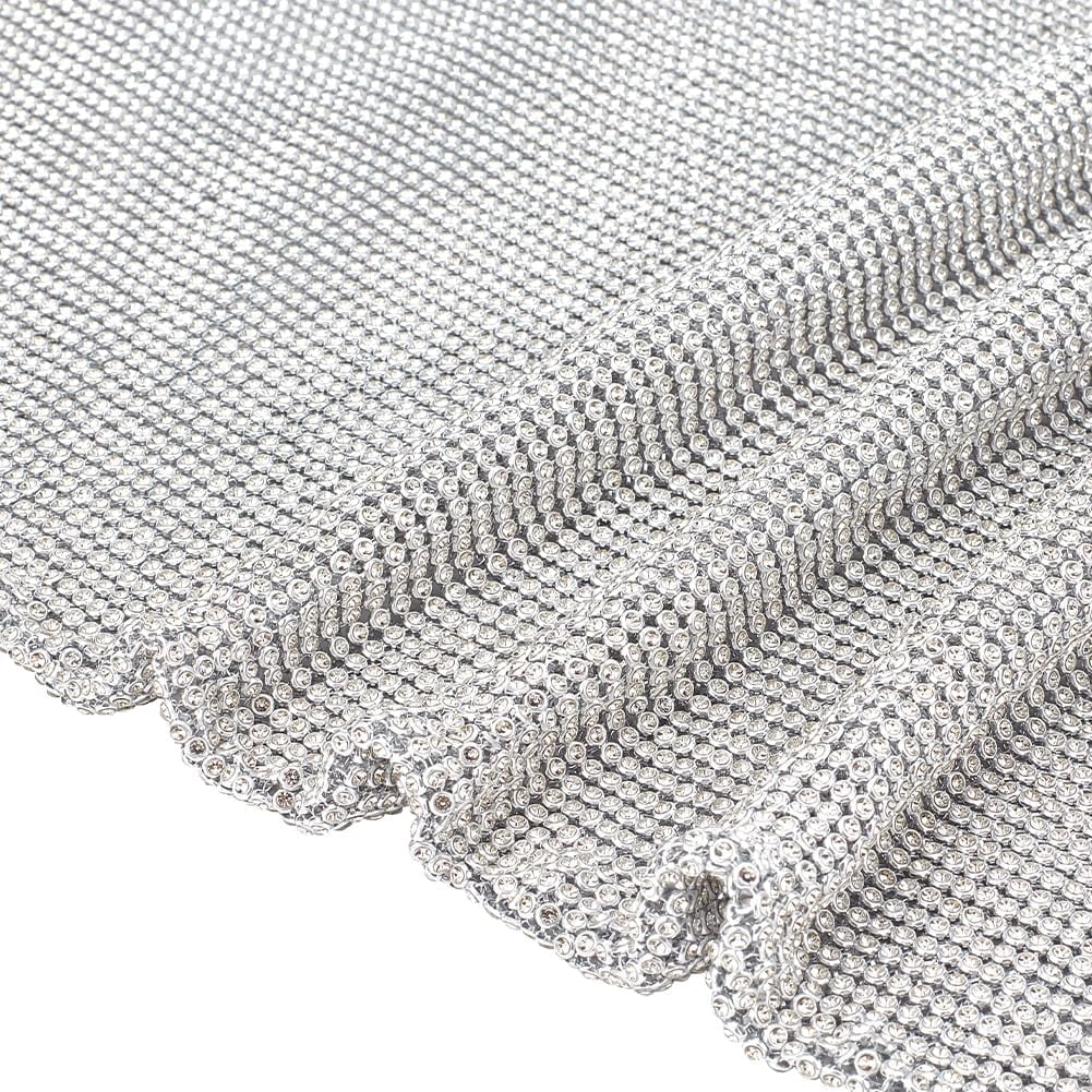 Rhinestone Mesh Fabric 47x20 Inch Metal Rhinestone Mesh Cloth Sparkling ...