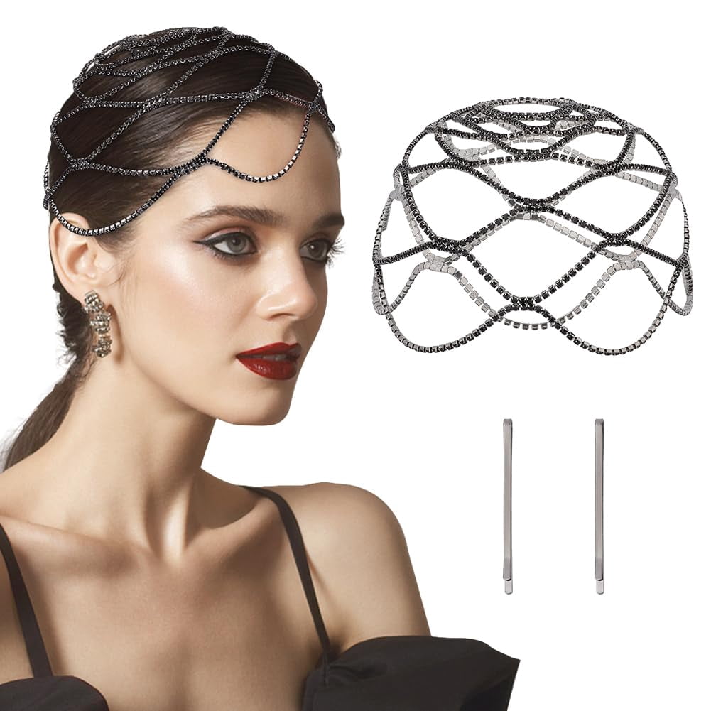 Rhinestone Mesh Headpiece Vintage Rhinestone Hairband 1920s Flapper ...