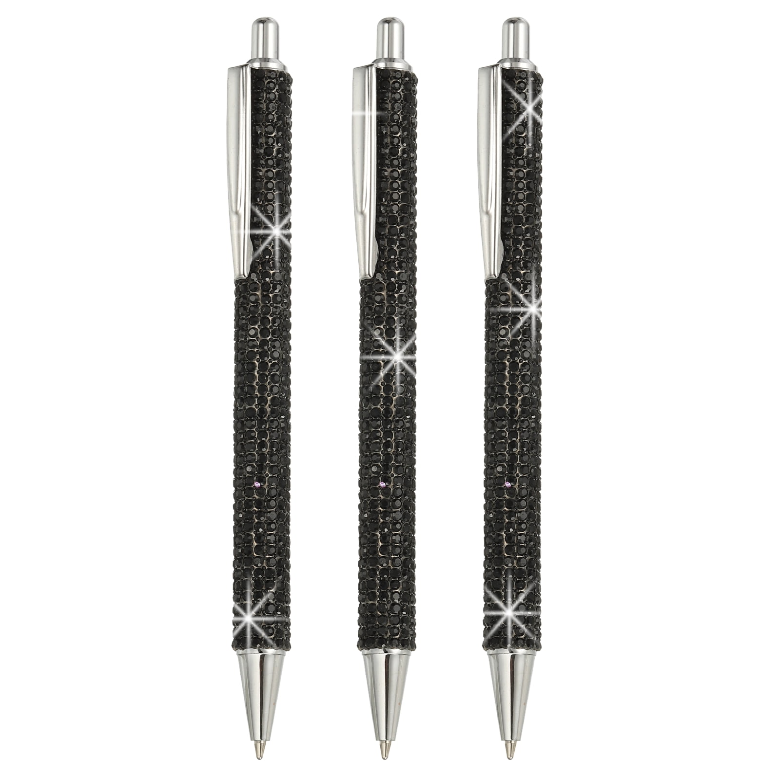 Rhinestone Metal Ballpoint Pen 3 Pack Crystal Diamond Pens Black Ink 1 ...