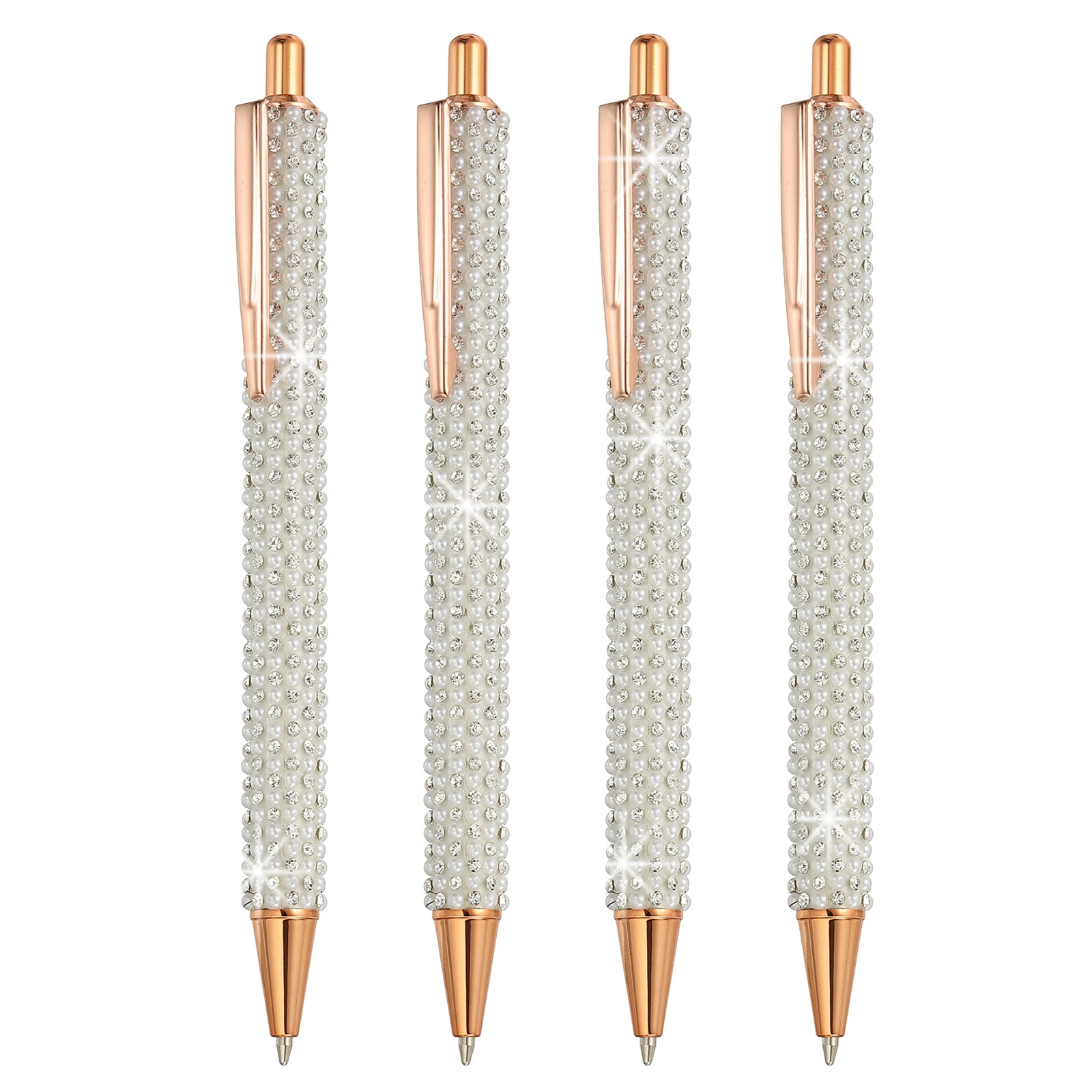 Rhinestone Metal Ballpoint Pen 4 Pack Crystal Pearl Pens Black Ink 1 ...