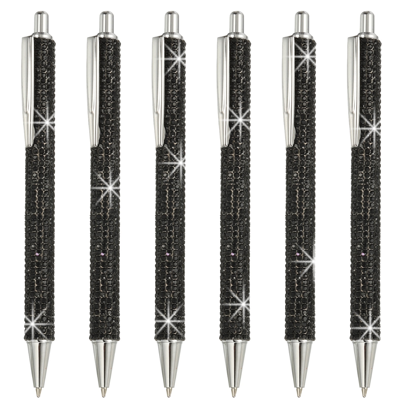 Rhinestone Metal Ballpoint Pen 6 Pack Crystal Diamond Pens Black Ink 1 ...