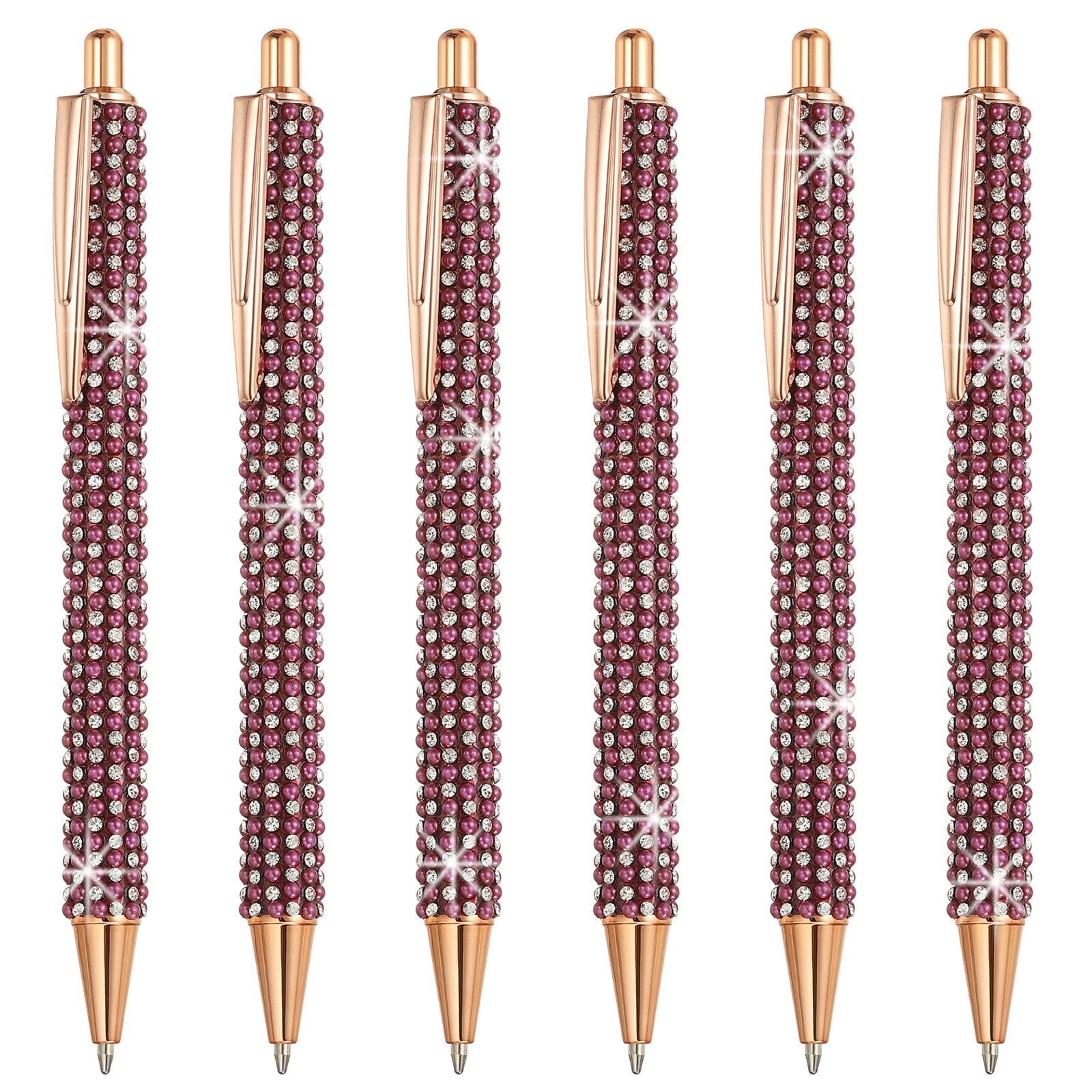 Rhinestone Metal Ballpoint Pen 6 Pack Crystal Diamond Pens Black Ink 1 ...