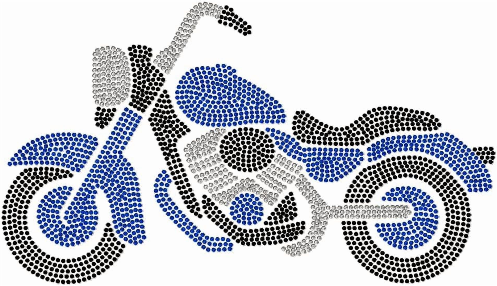 Rhinestone Motorcycle Iron on Sticker Motorbike Hotfix Transfer Decal ...