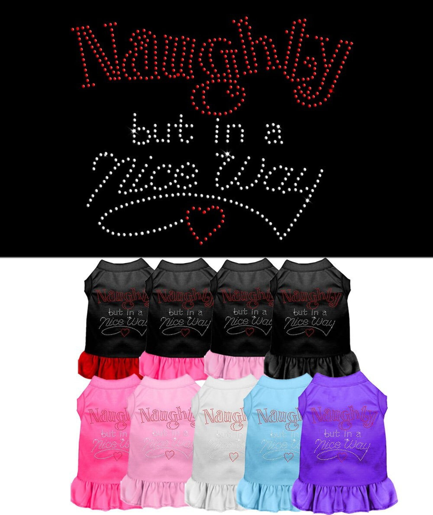 Christmas Pet Dog Cat Dress Rhinestone, "Naughty But In A Nice Way ...