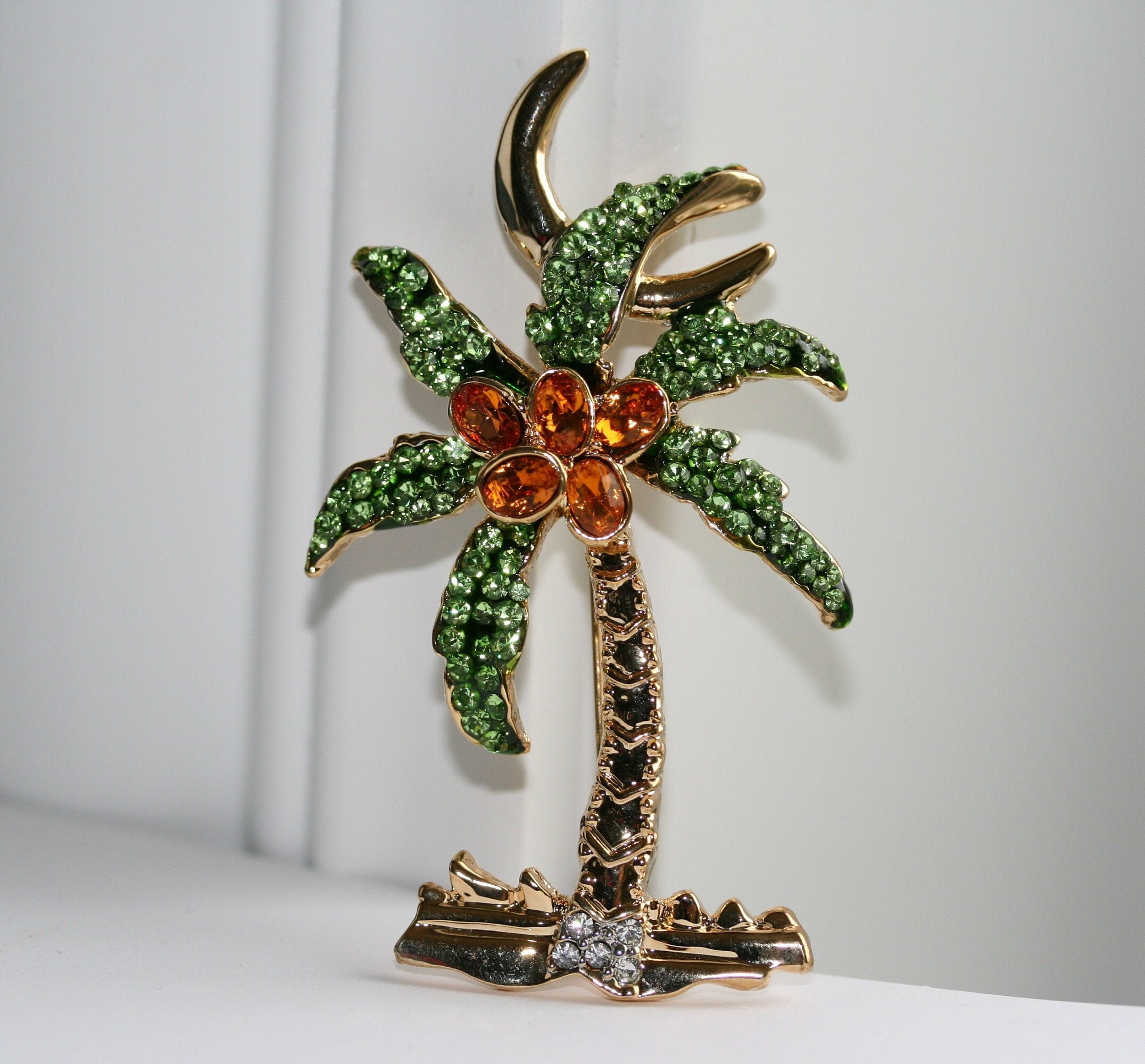 Rhinestone Palm Tree Pave Brooch Pin Tropical Beach Palm Tree Pin ...
