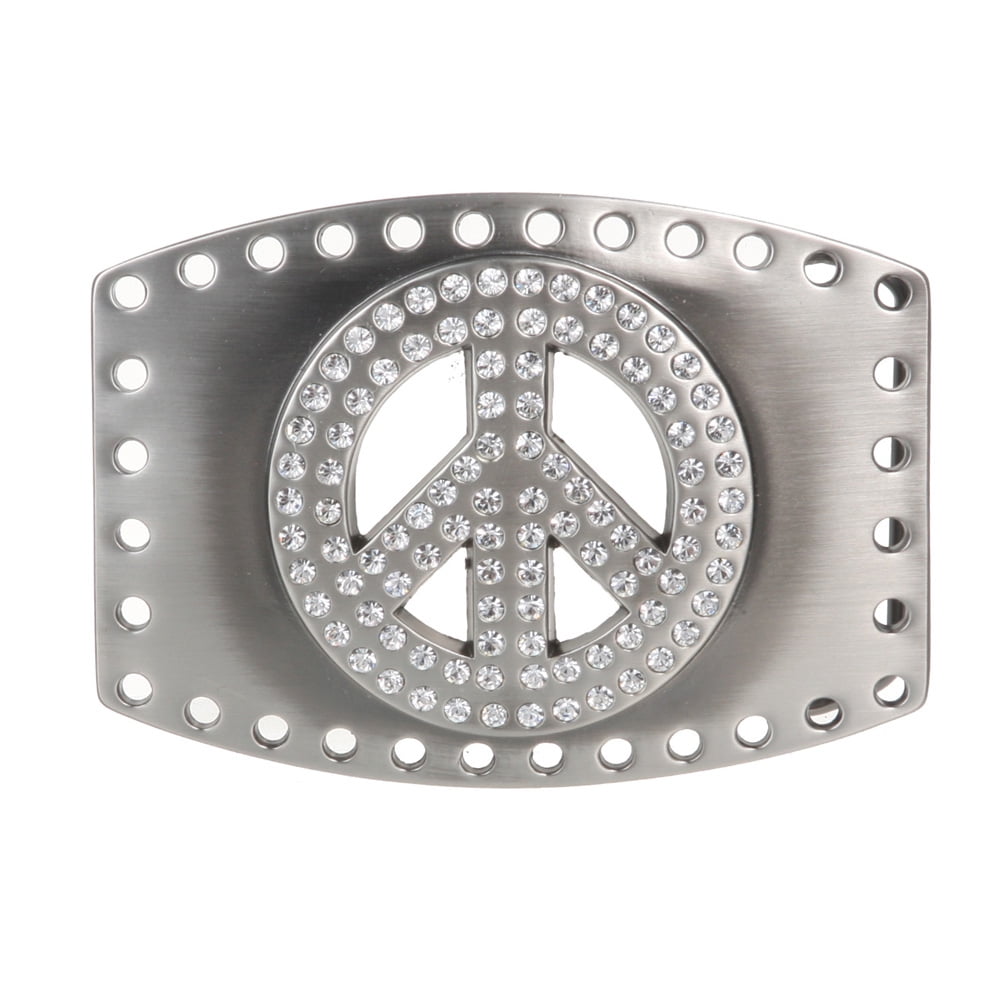 Rhinestone Peace Symbol Love Sign Belt Buckle - Walmart.com