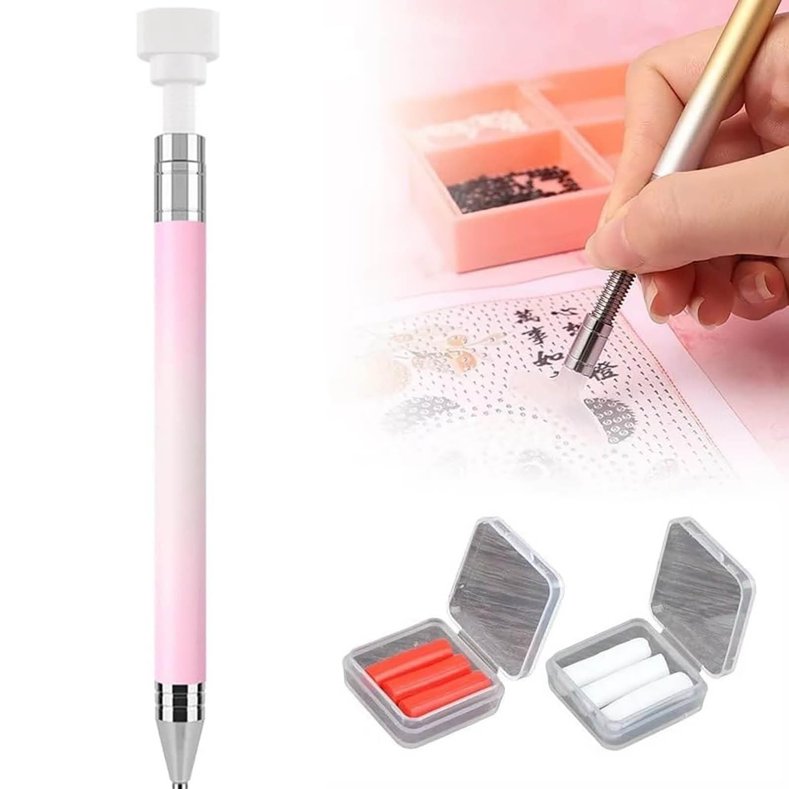 Rhinestone Picker Wax Pen, Refillable Rhinestones Applicator with 3 ...