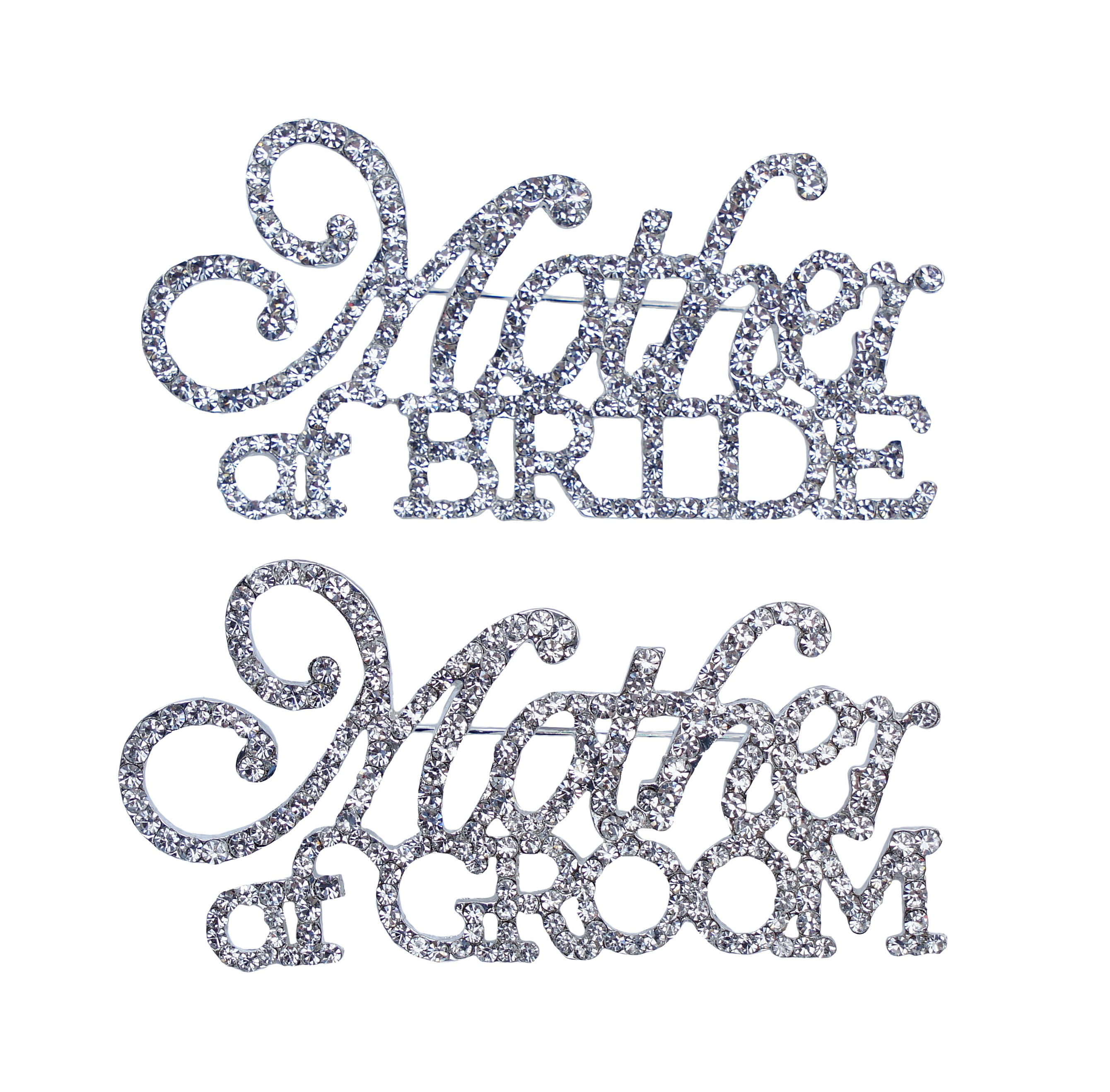 Mother of the Bride & Groom Wedding Rhinestone Pin Set - Silver ...