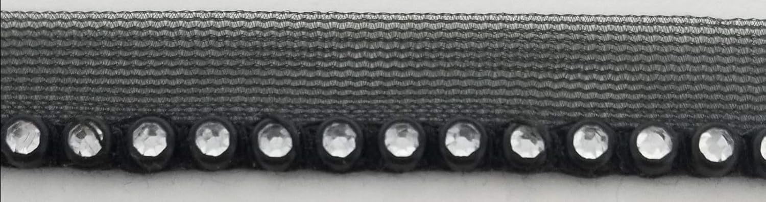 Rhinestone Piping Trimming w/Black Apron - 9 Continuous Yards (Black ...
